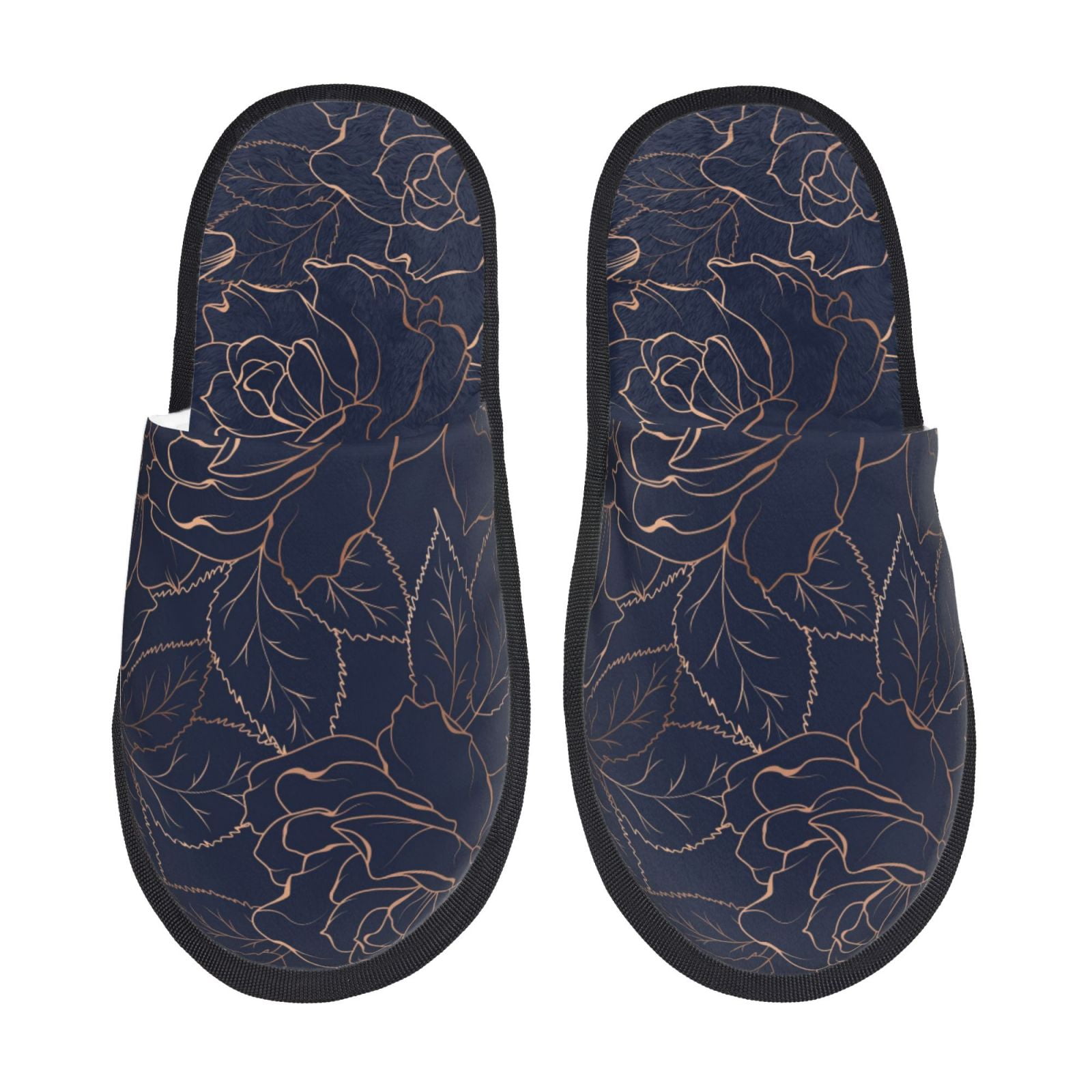 Sikiie Navy Dark Blue Fuzzy Slip-on Slippers Warm Cozy Soft Lightweight ...