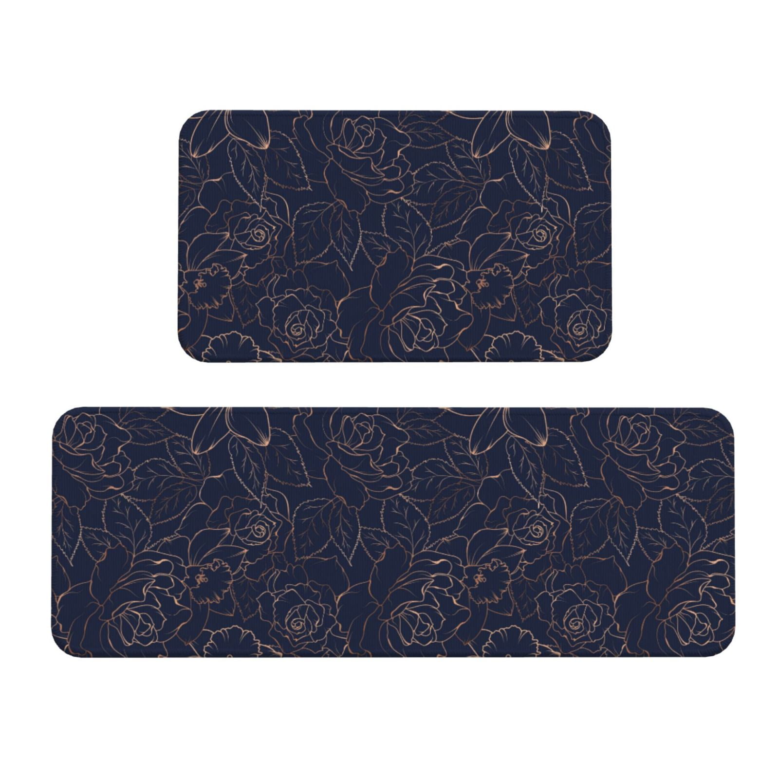 Sikiie Navy Dark Blue Kitchen Mat 2 PCS Cushioned Kitchen Rug ...