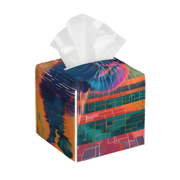 Sikiie Neon Rabbit In Archway Leather Tissue Box Cover Square, tissue ...