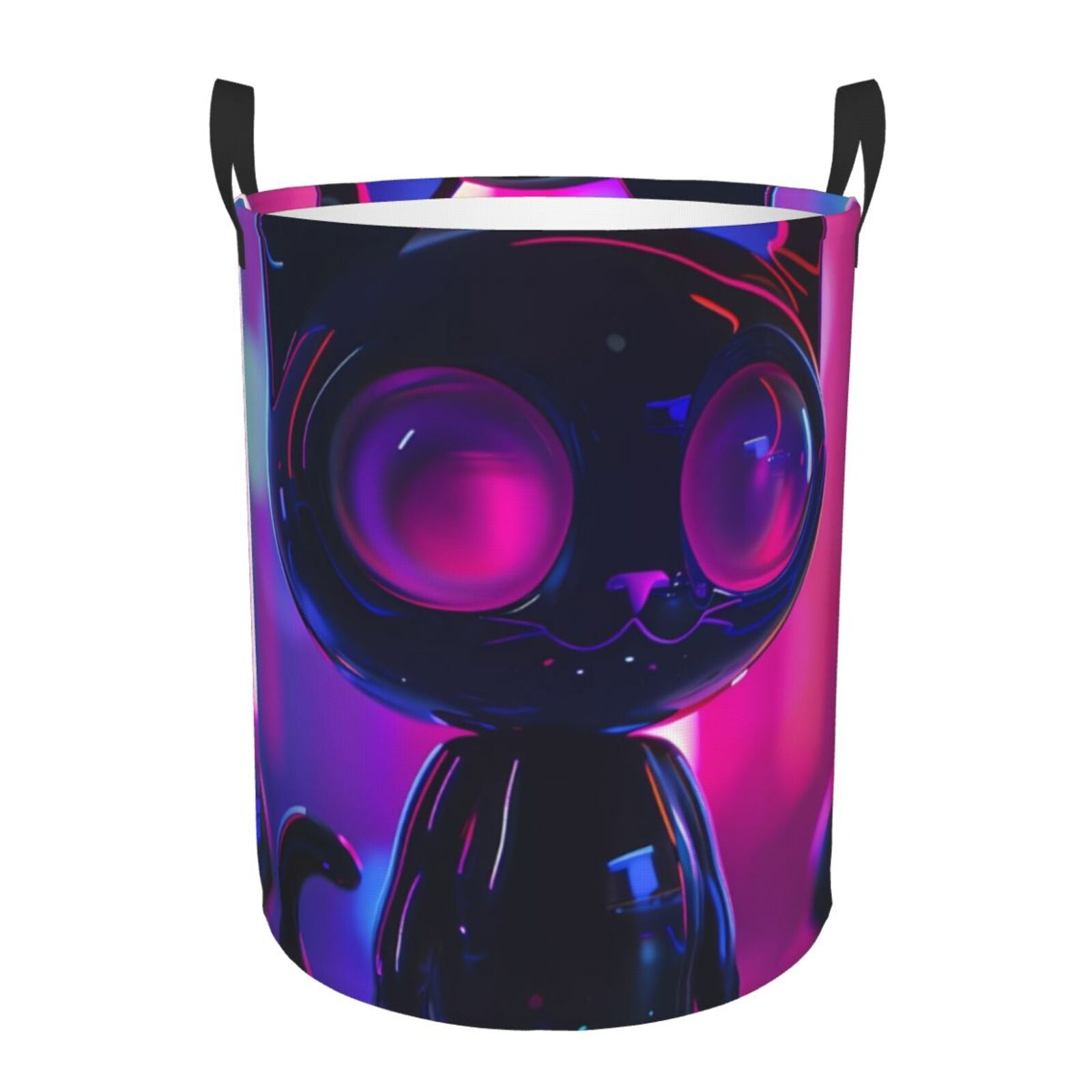 Sikiie Neon Toy Cat Reflections Print Round Dirty Clothes Basket ...