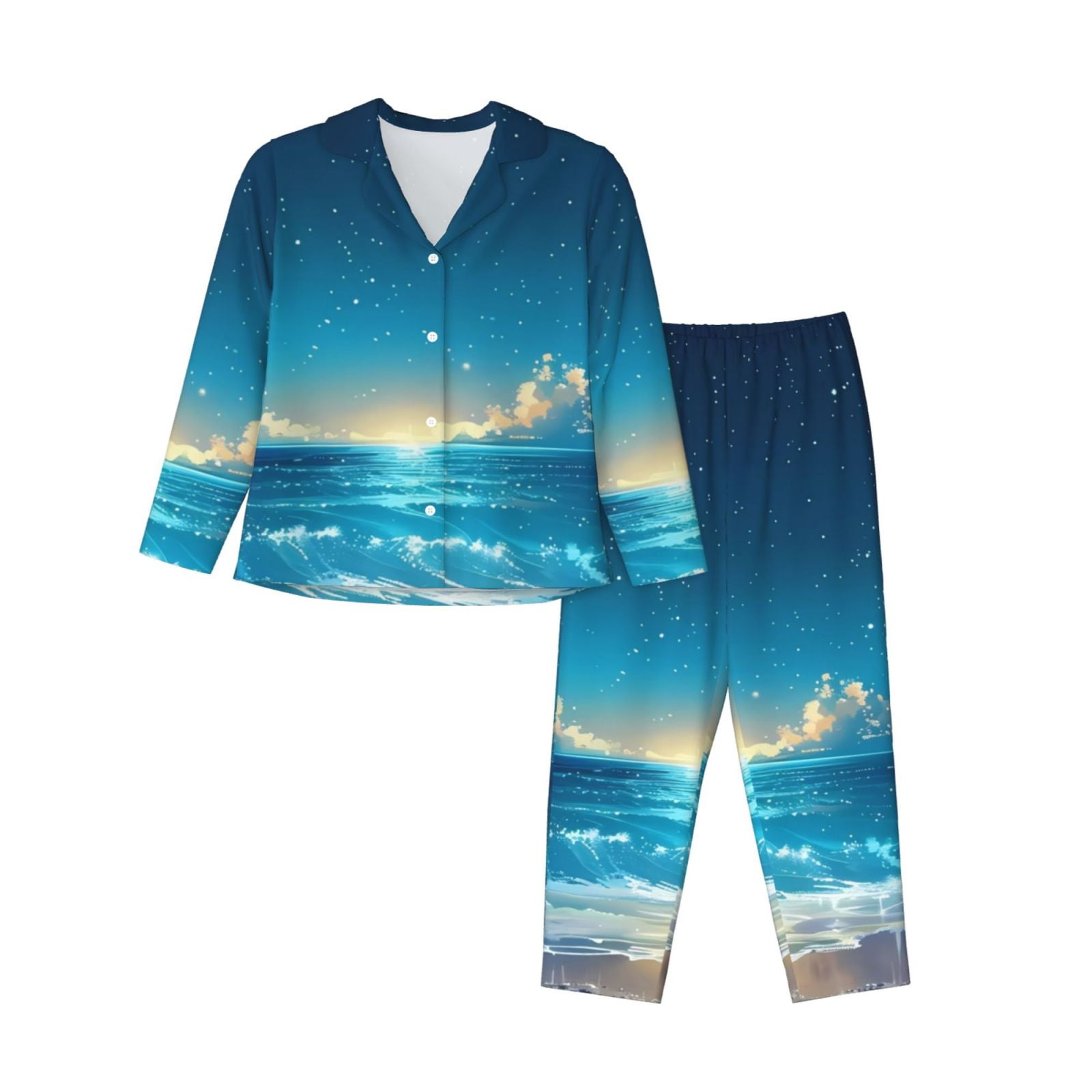 Sikiie Night Sky Beach Scene Pajamas for Women Set, Womens Pajama Sets ...