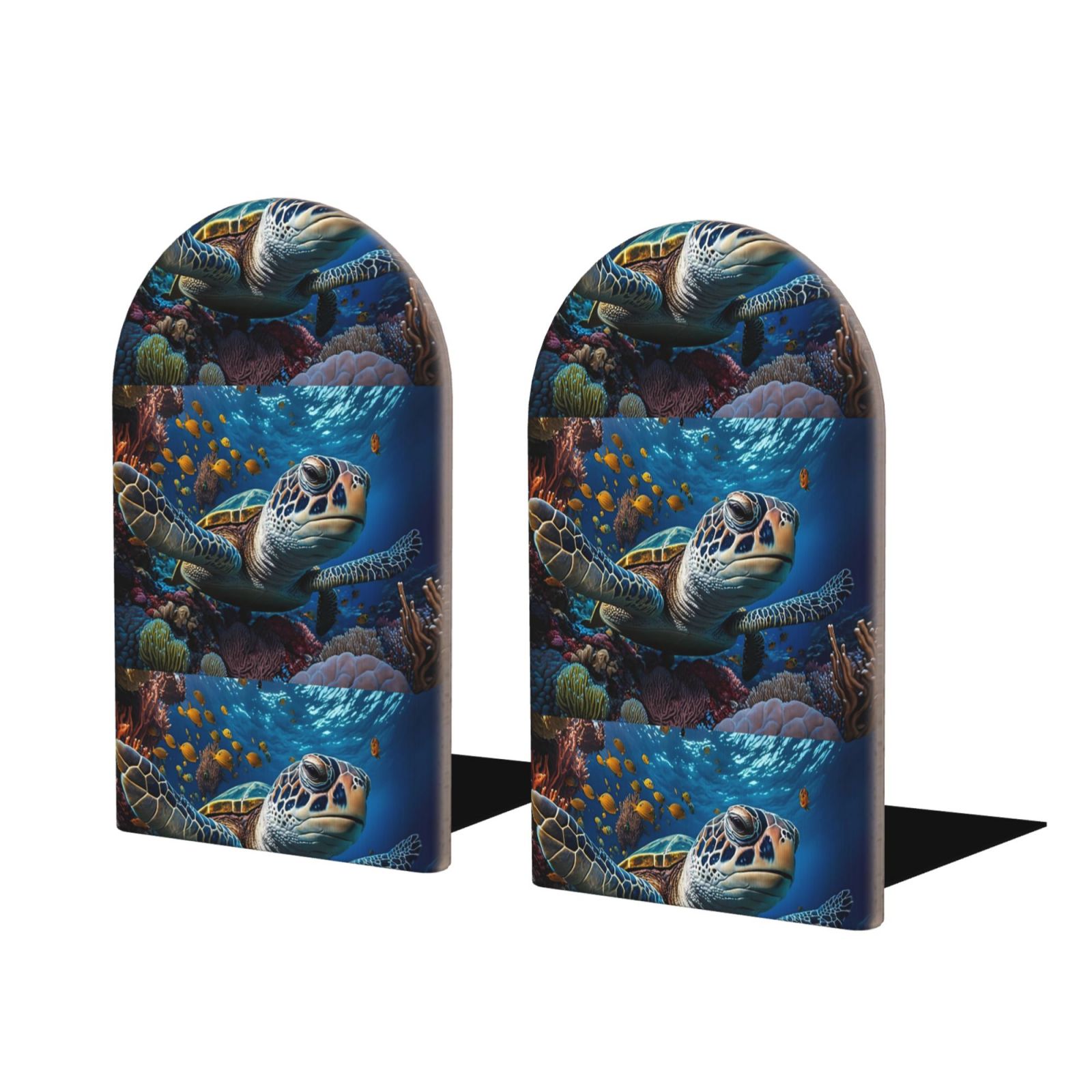 Sikiie Ocean Coral Turtle Bookends 1 Pair, Wood Bookends for Shelves ...