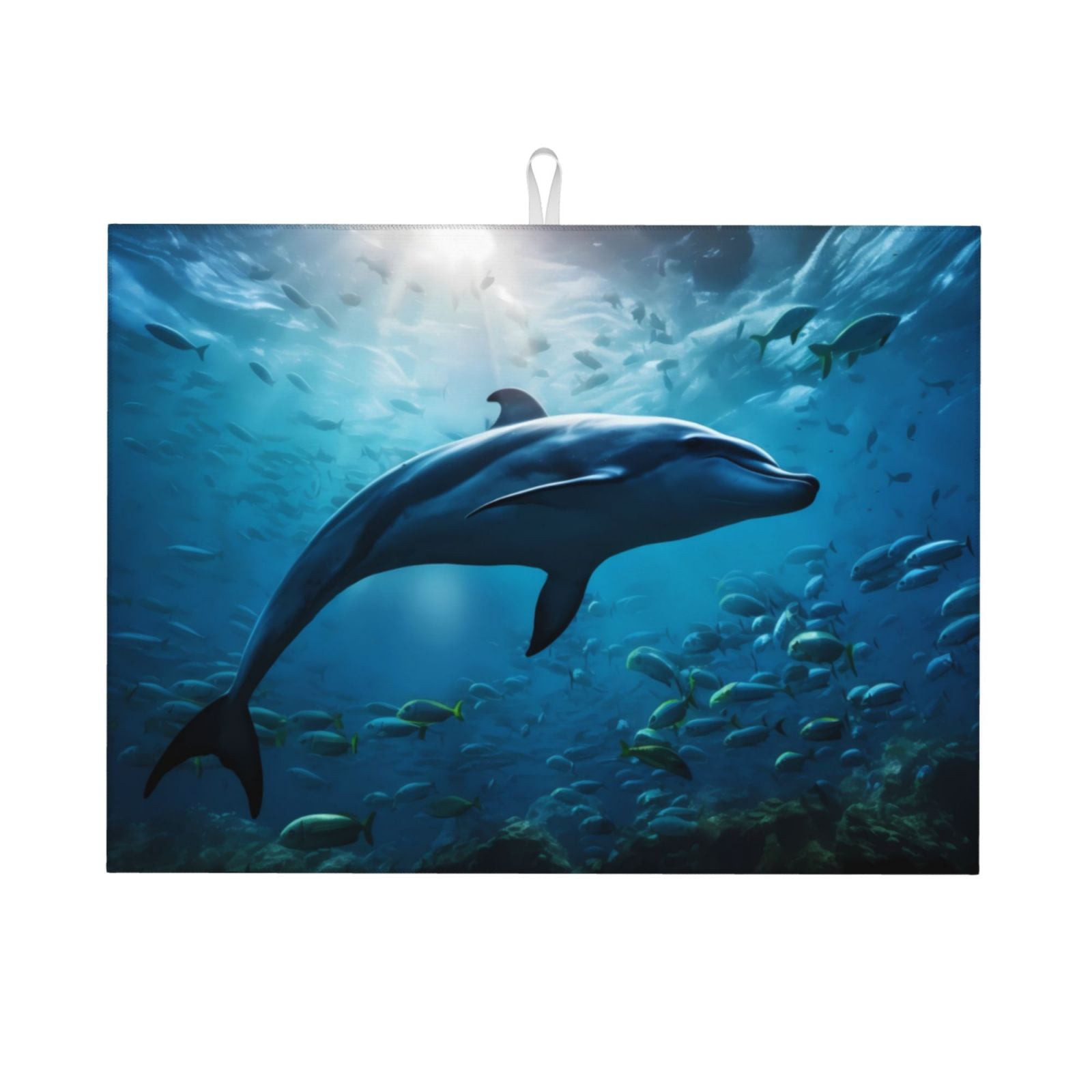 Sikiie Ocean Dolphin Fish School Dish Drying Mat, Kitchen Counter Mat ...