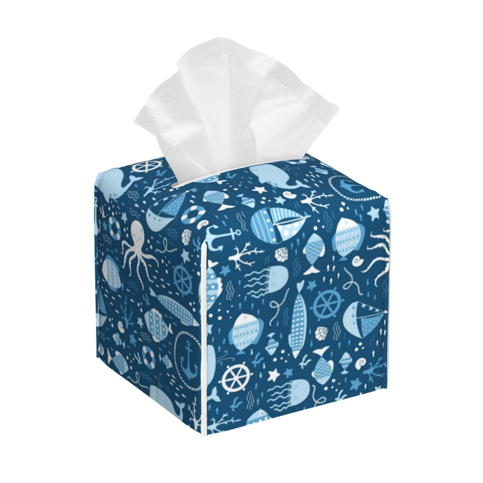 Sikiie Octopus And Whale Leather Tissue Box Cover Square, tissue box ...