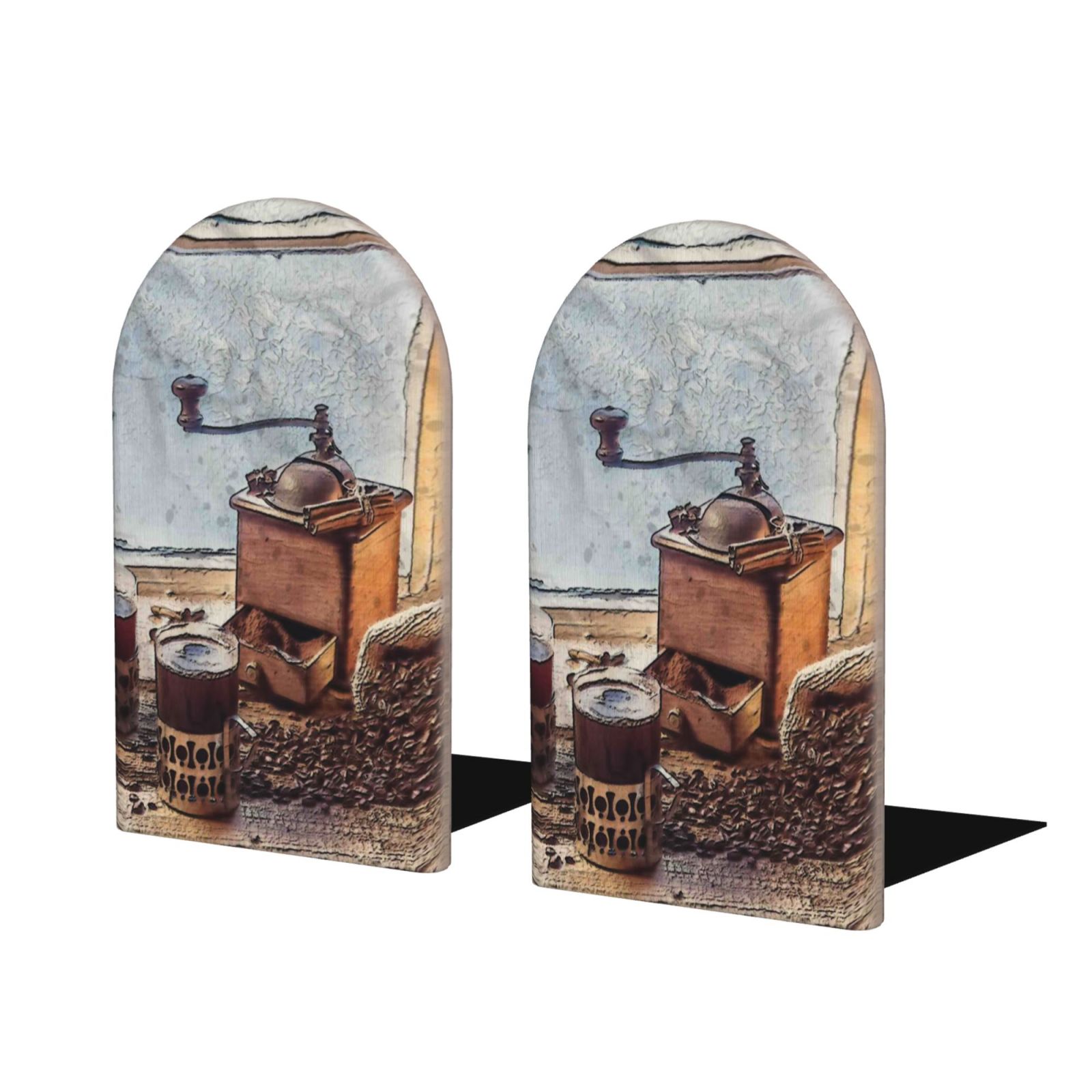 Sikiie Oil Lamp Coffee Beans Bookends 1 Pair, Wood Bookends for Shelves ...