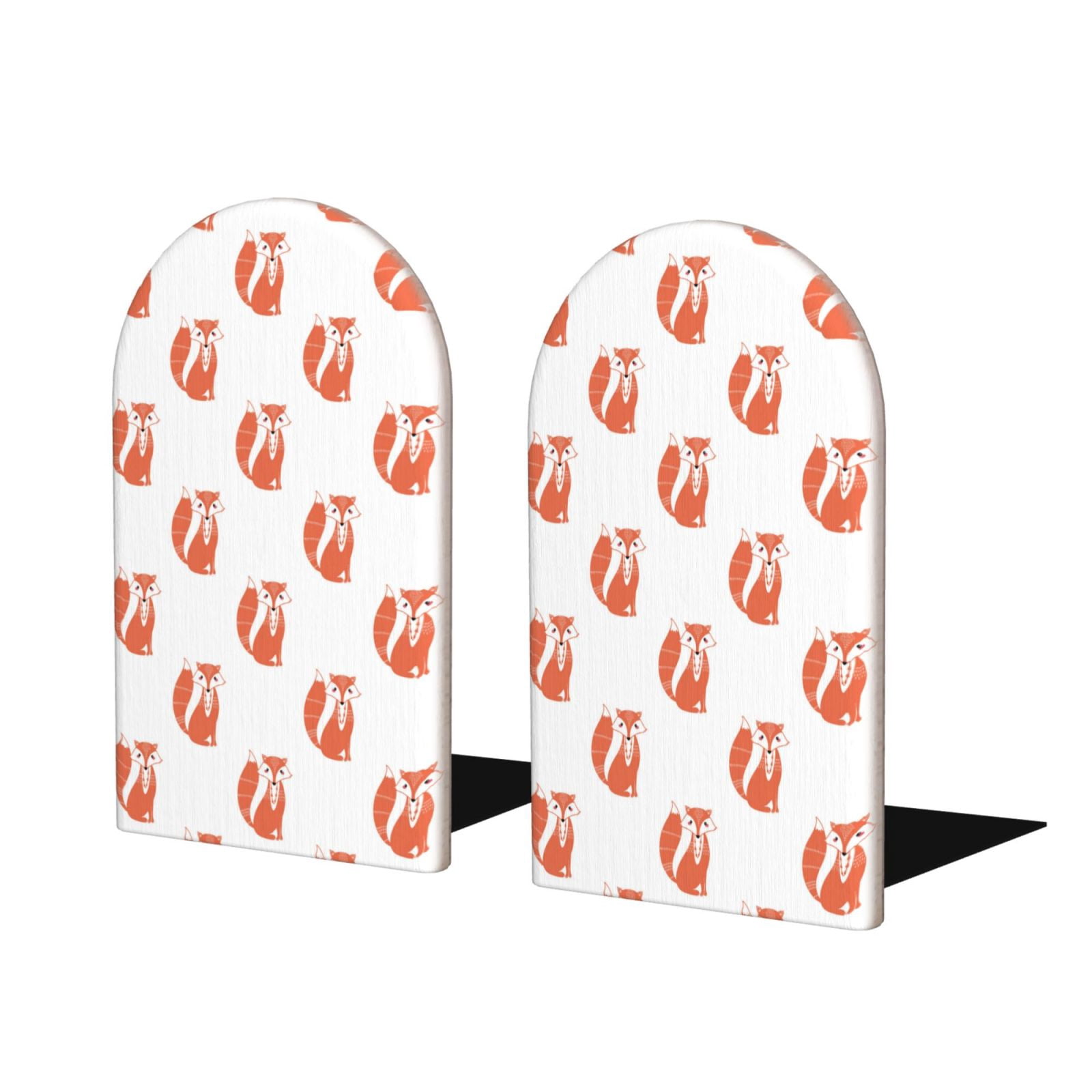 Sikiie Orange Fox Bookends 1 Pair, Wood Bookends for Shelves, Book Ends ...
