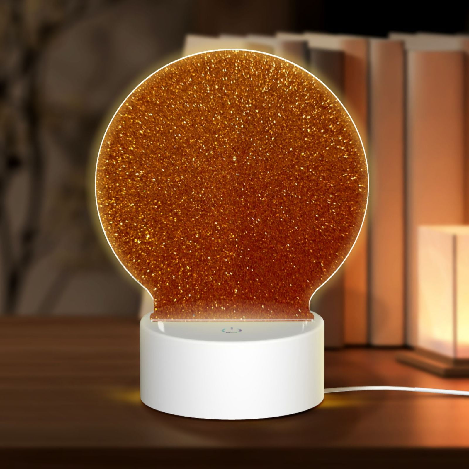 Sikiie Orange Glitter Acrylic Night Light Gift Custom Acrylic Night ...