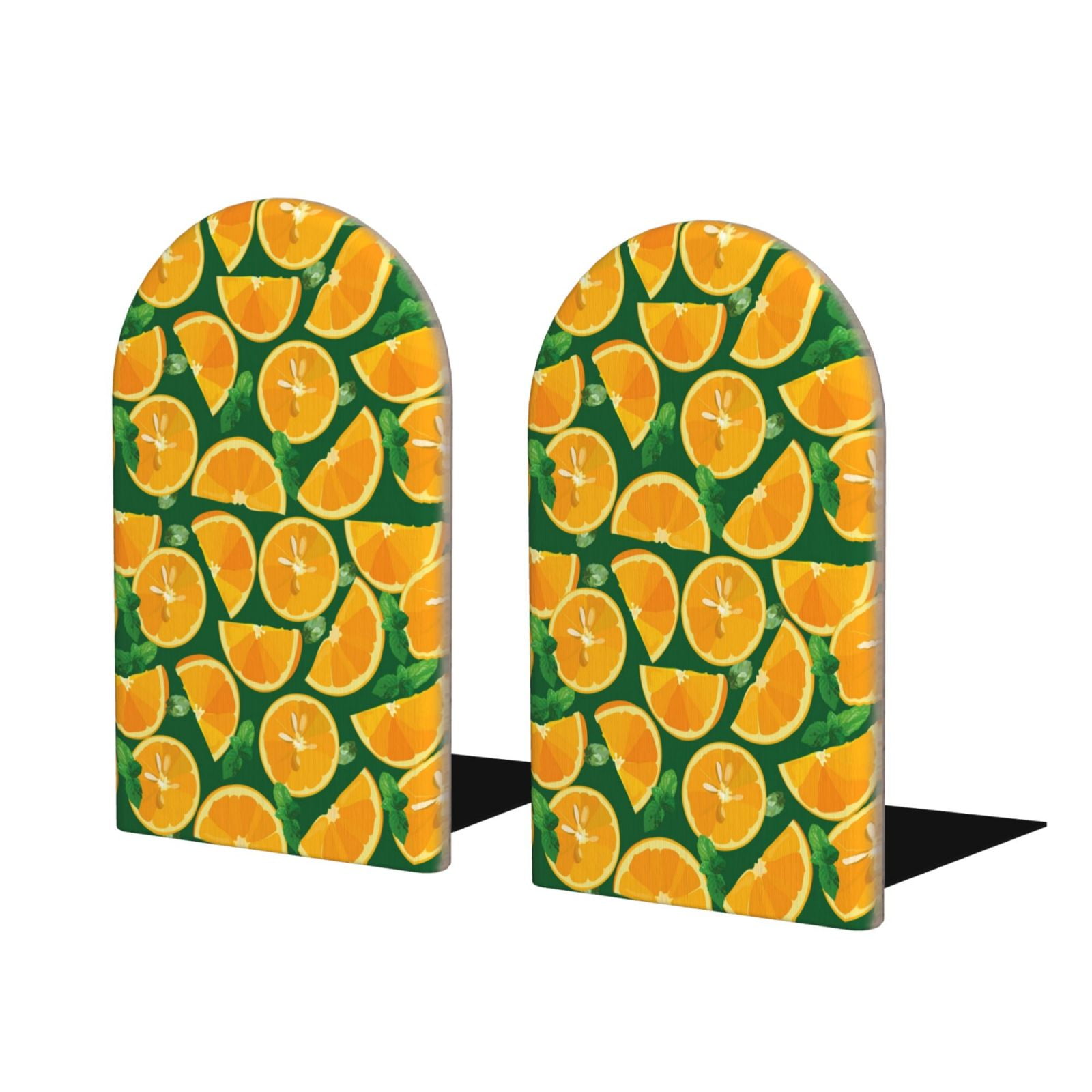 Sikiie Orange Lemon Bookends 1 Pair, Wood Bookends for Shelves, Book ...