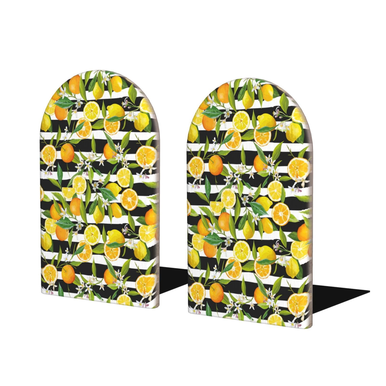 Sikiie Orange and Lemon Bookends 1 Pair, Wood Bookends for Shelves ...