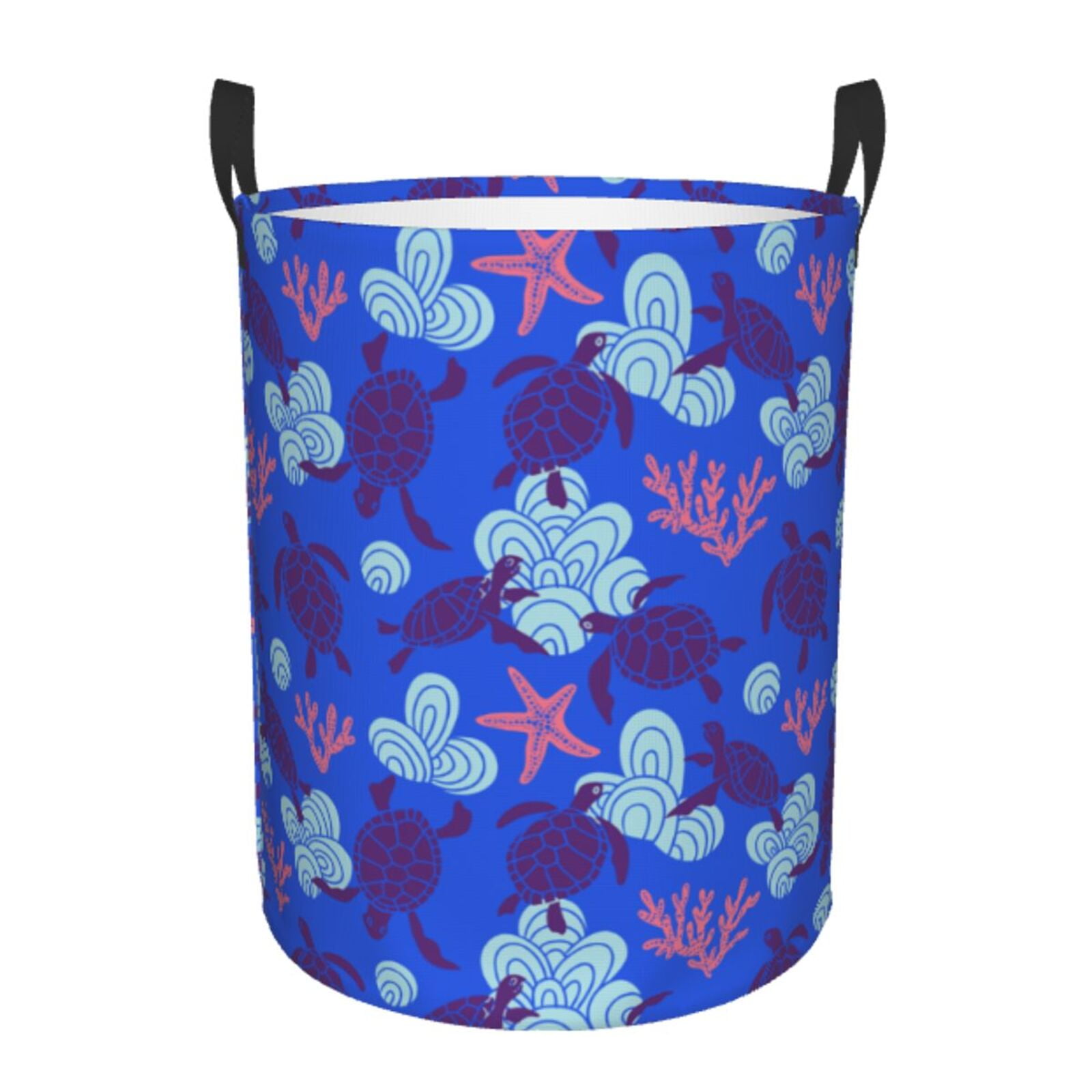 Sikiie Ornamental Turtles Print Round Dirty Clothes Basket, Waterproof ...