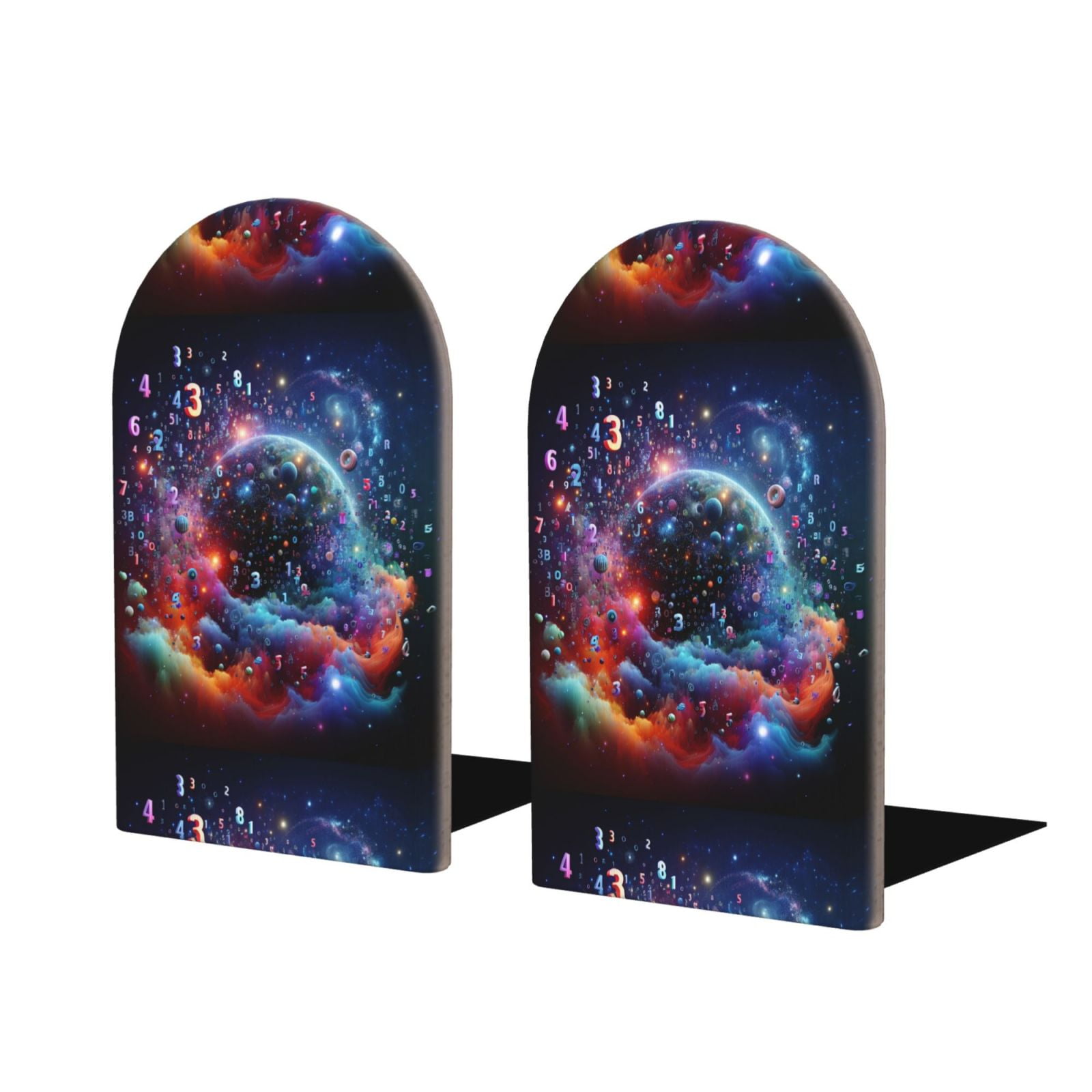 Sikiie Outer Space Floating Numbers And Letters Bookends 1 Pair, Wood ...