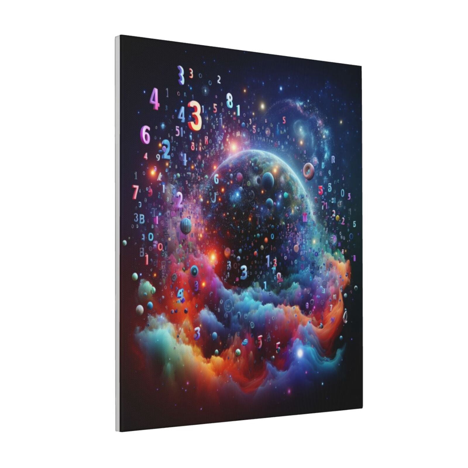 Sikiie Outer Space Floating Numbers And Letters Print Canvas Decorative ...