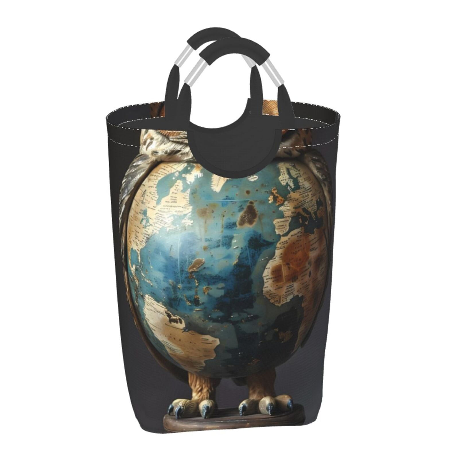 Sikiie Owl Globe Sculpture Square Laundry Bag Large Collapsible Dirty ...