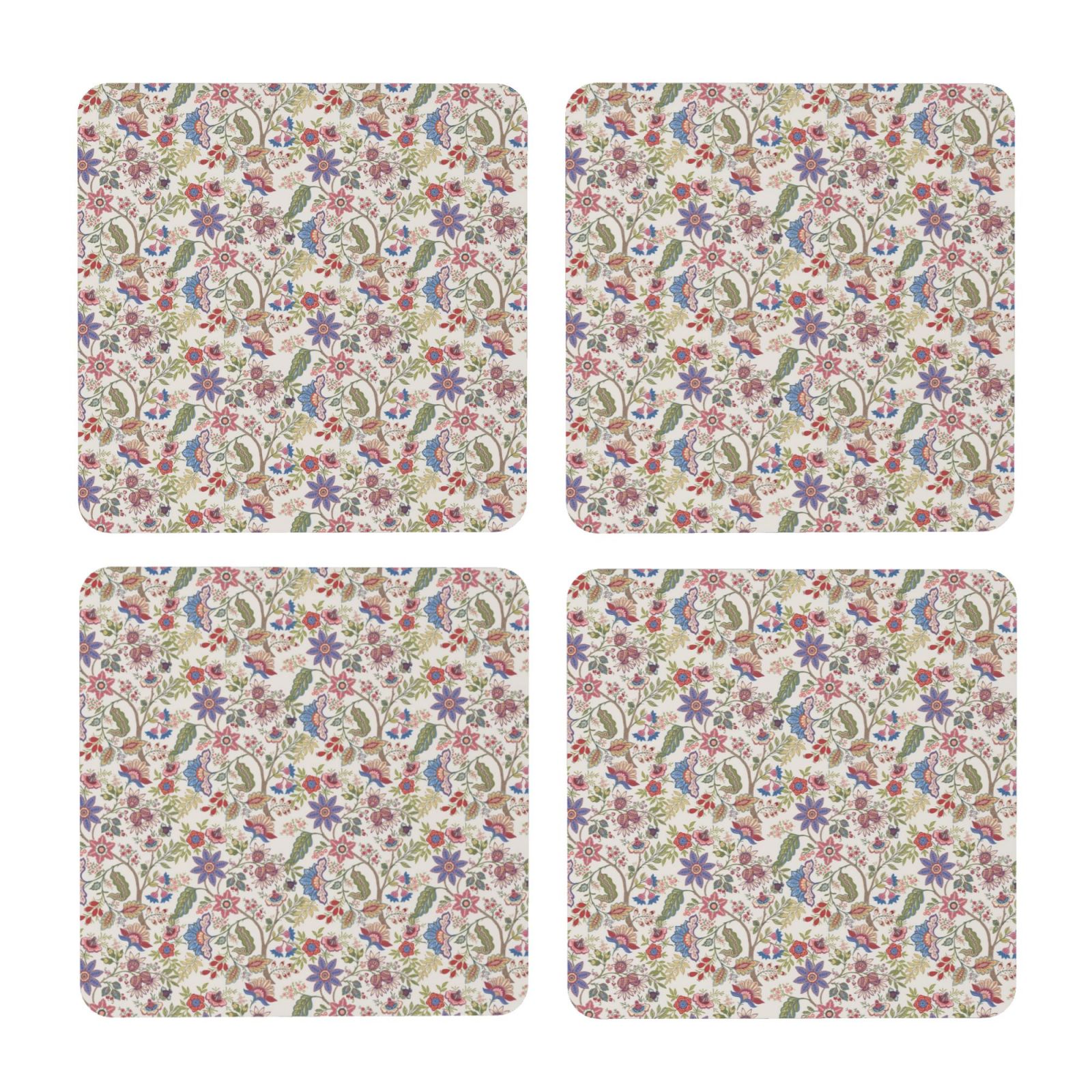 Sikiie Paisley Flowers MDF Cork Coaster 4 Pcs - Absorbent Beverage ...