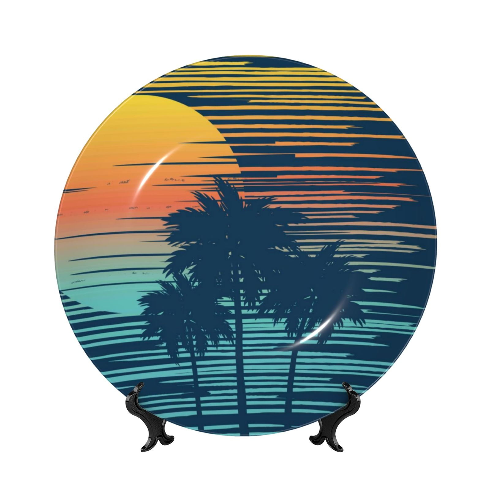 Sikiie Palm Trees Bone China Decorative Plate Personality Ceramic ...