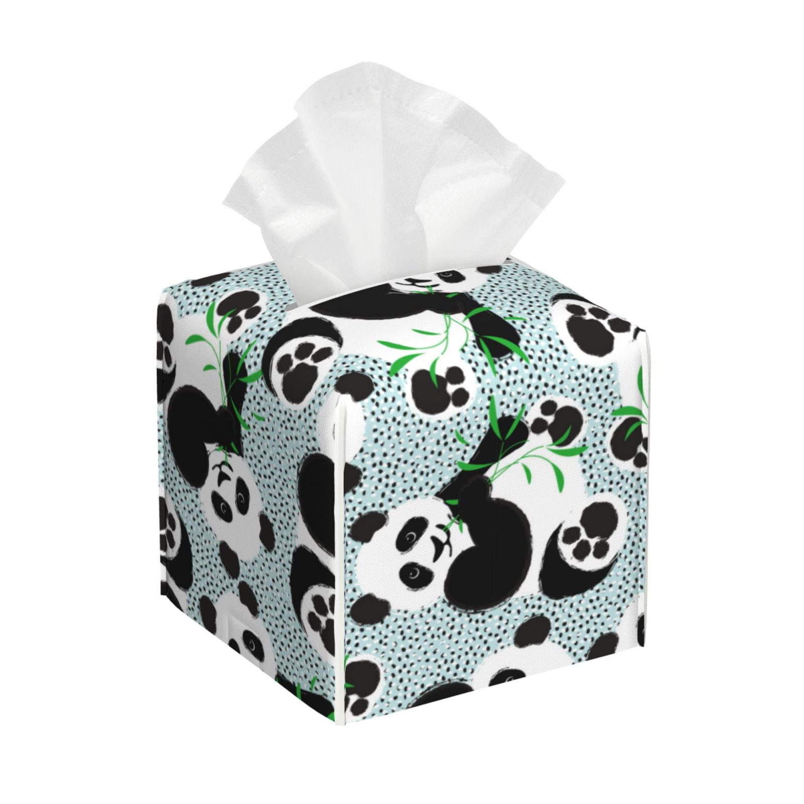Sikiie Panda And Eucalyptus Leather Tissue Box Cover Square, tissue box ...