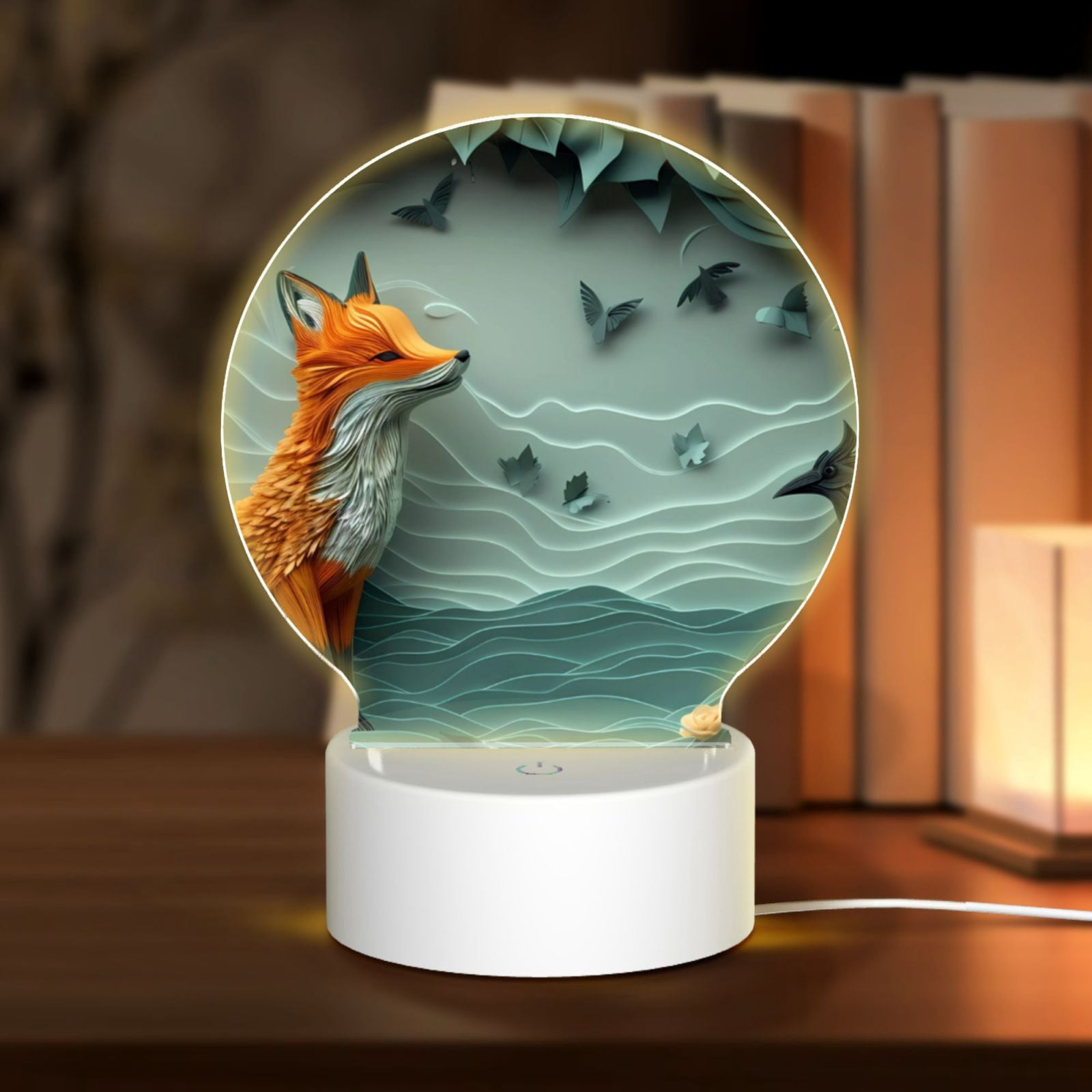 Sikiie Paper Fox Crow Fantasy Acrylic Night Light Gift Custom Acrylic ...