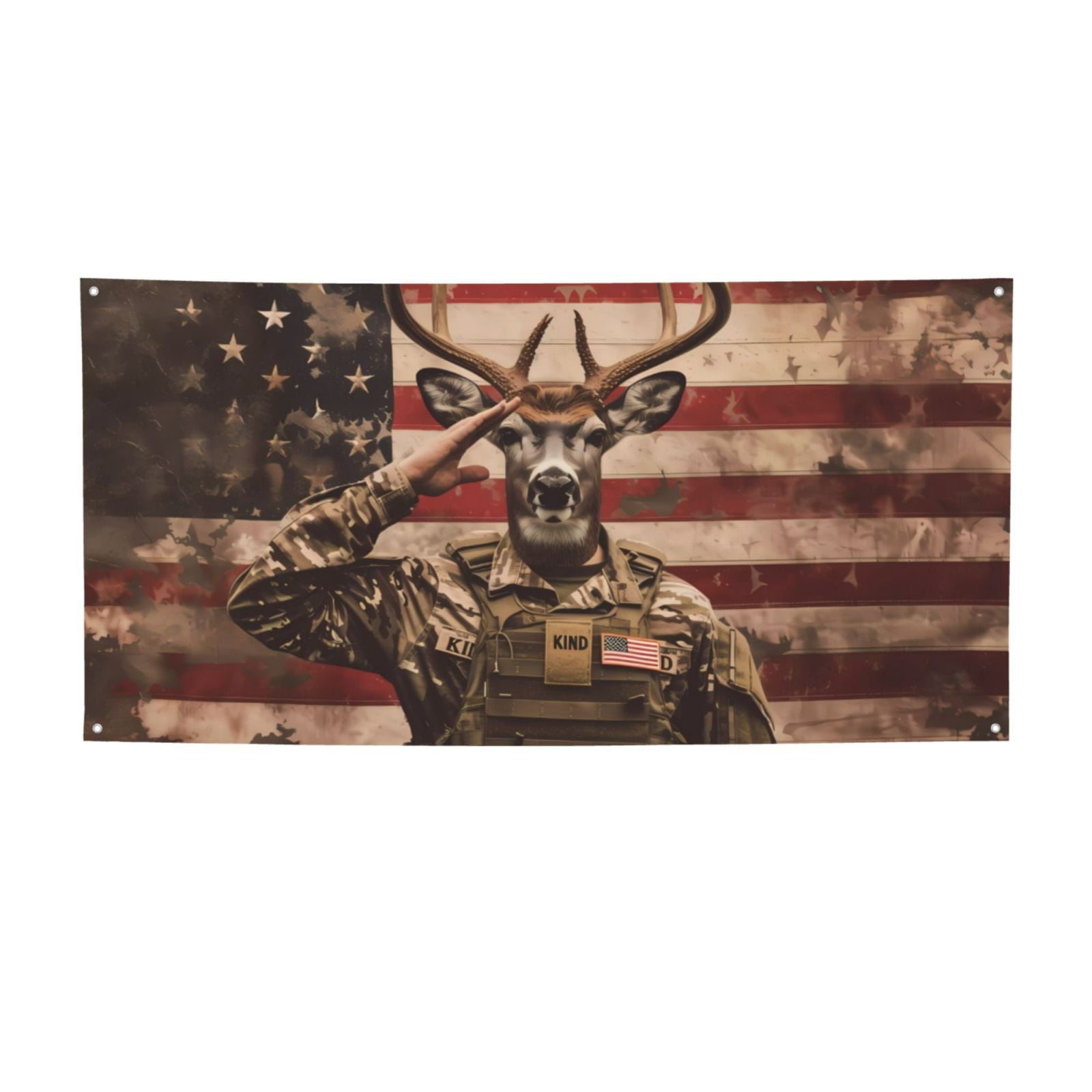 Sikiie Patriotic Deer Soldier Salute Custom Banners and Signs Customize ...