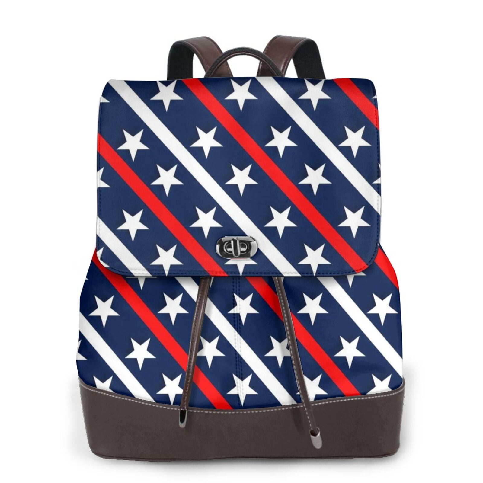 Sikiie Patriotic Star Women Genuine Leather Backpack Fashion Rucksack ...