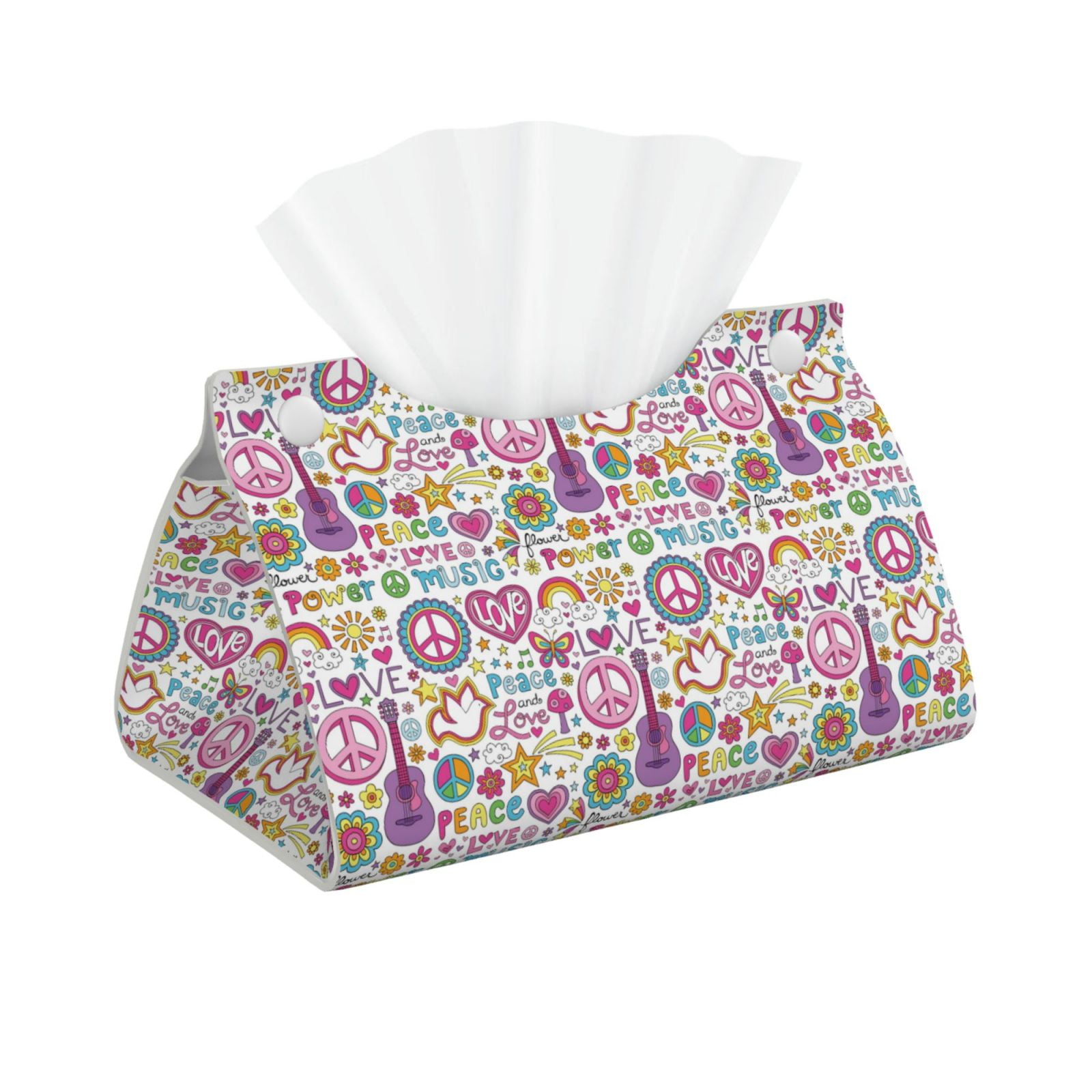 Sikiie Peace Love and Dove Flower Power Leather Tissue Box Cover ...