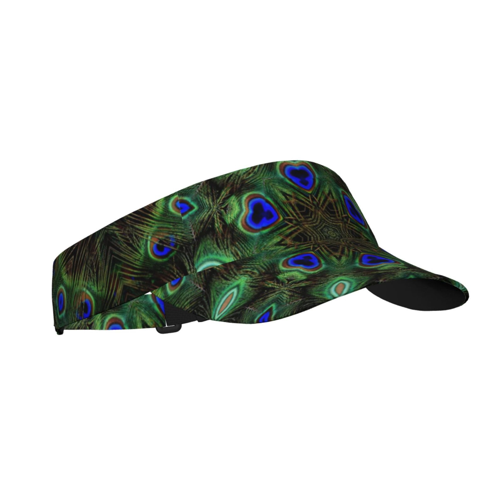 Sikiie Peacock Feathers Sun Visor Hat Adjustable Velcro Golf Visor ...