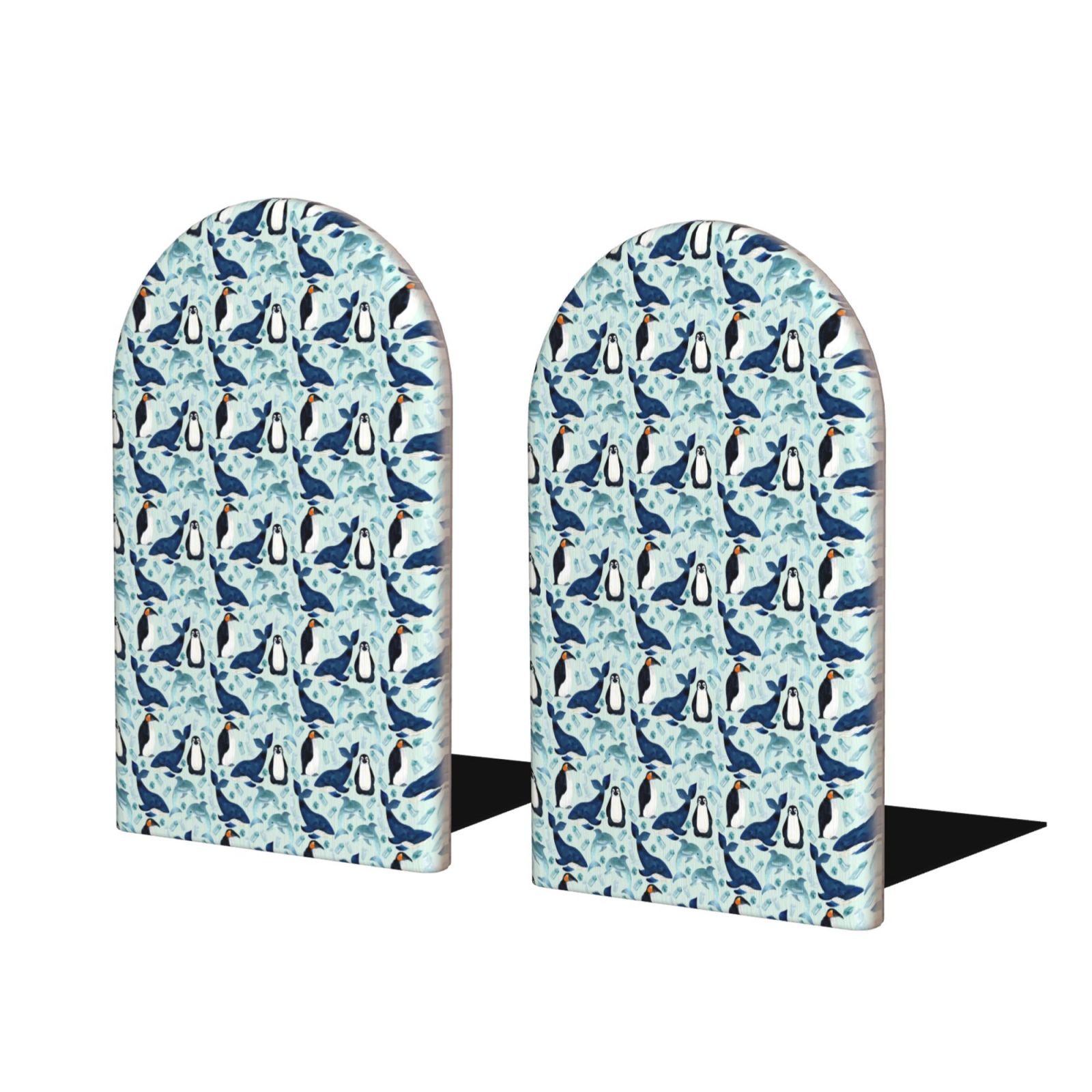 Sikiie Penguins Dolphins Whales Bookends 1 Pair, Wood Bookends for ...