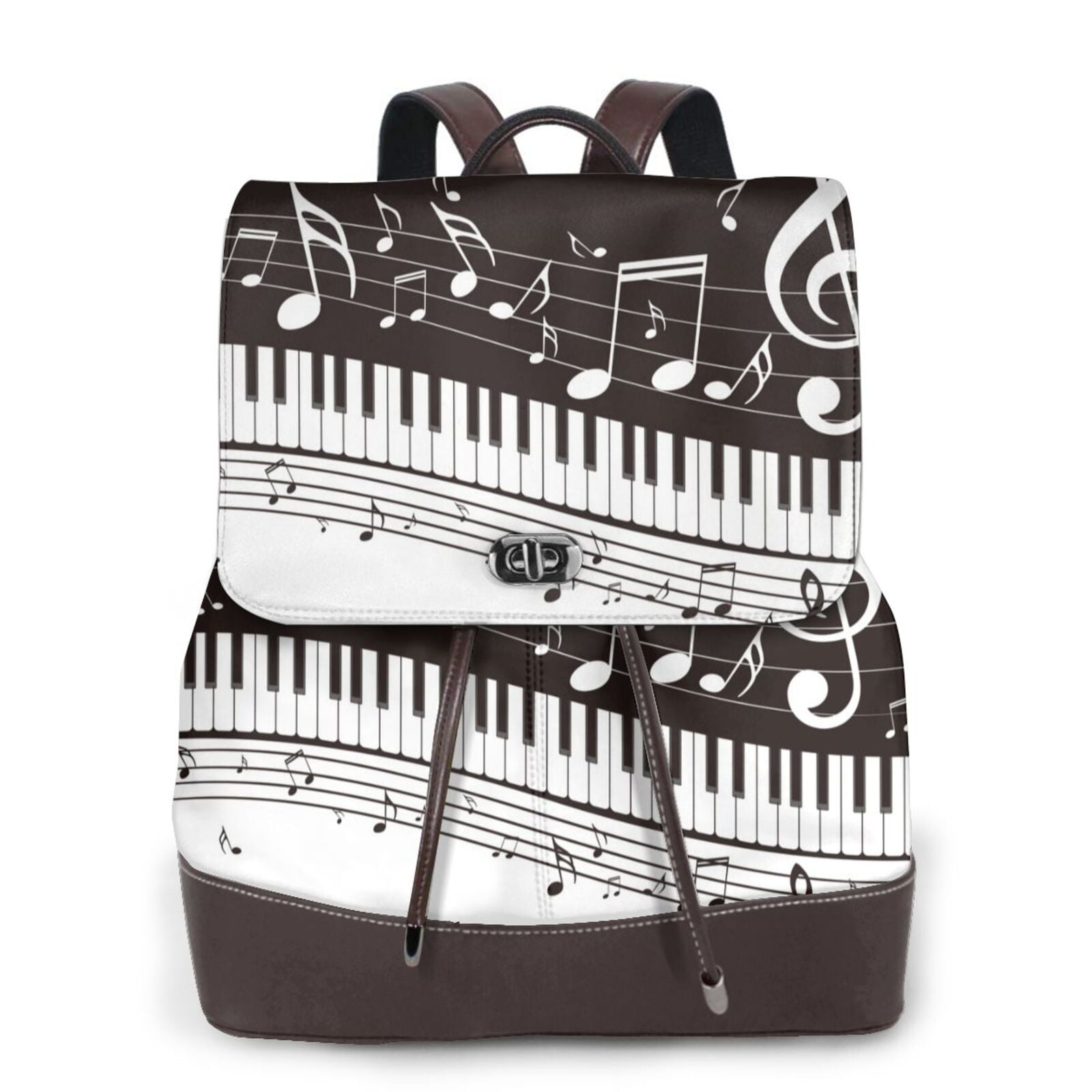 Sikiie Piano Keys With Musical Notes Women Genuine Leather Backpack ...