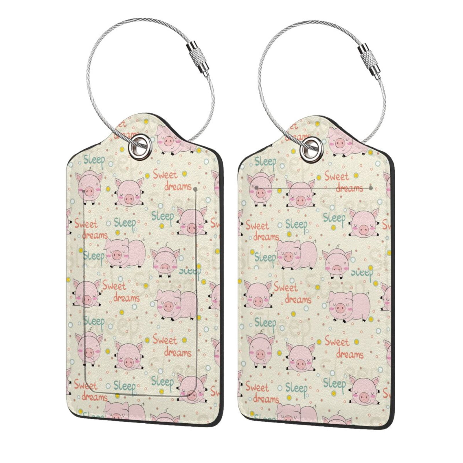 Sikiie Pigs Sleep Luggage Tag for Suitcase Leather Baggage Tag with ...
