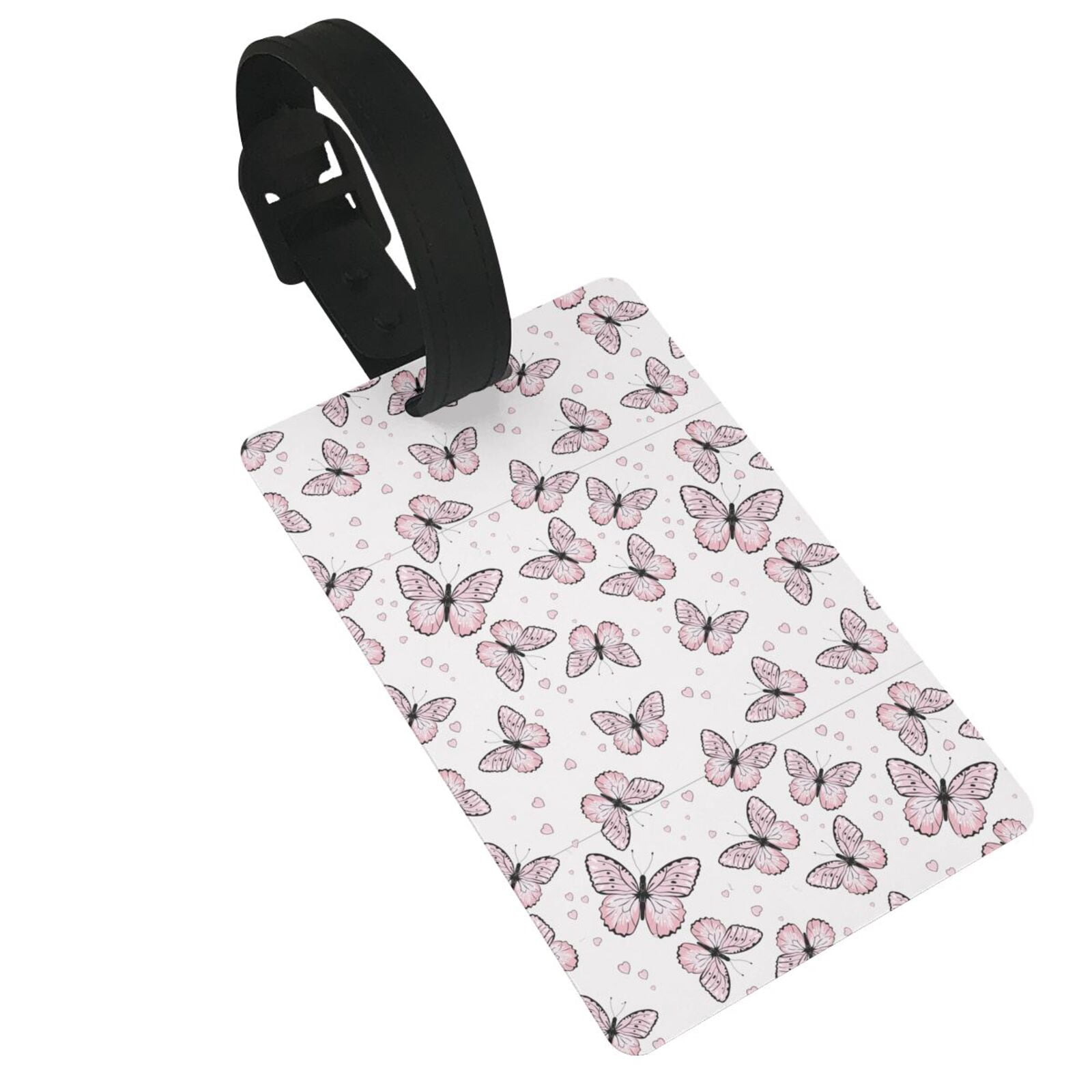 Sikiie Pink Butterflies (2) Luggage Tags Privacy Cover ID Label ...