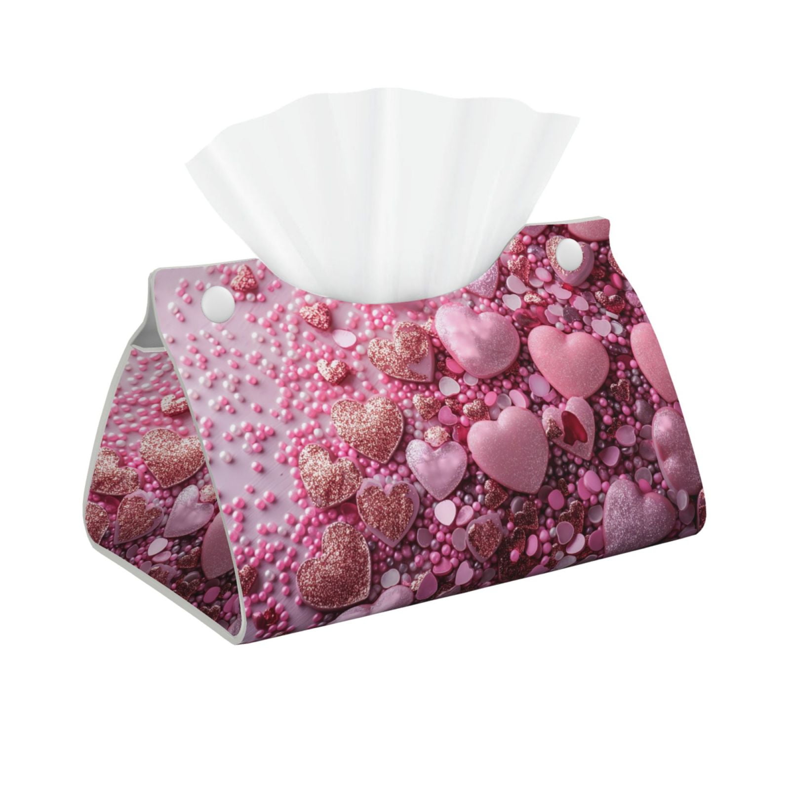 Sikiie Pink Glitter Heart Candy Leather Tissue Box Cover Rectangle ...