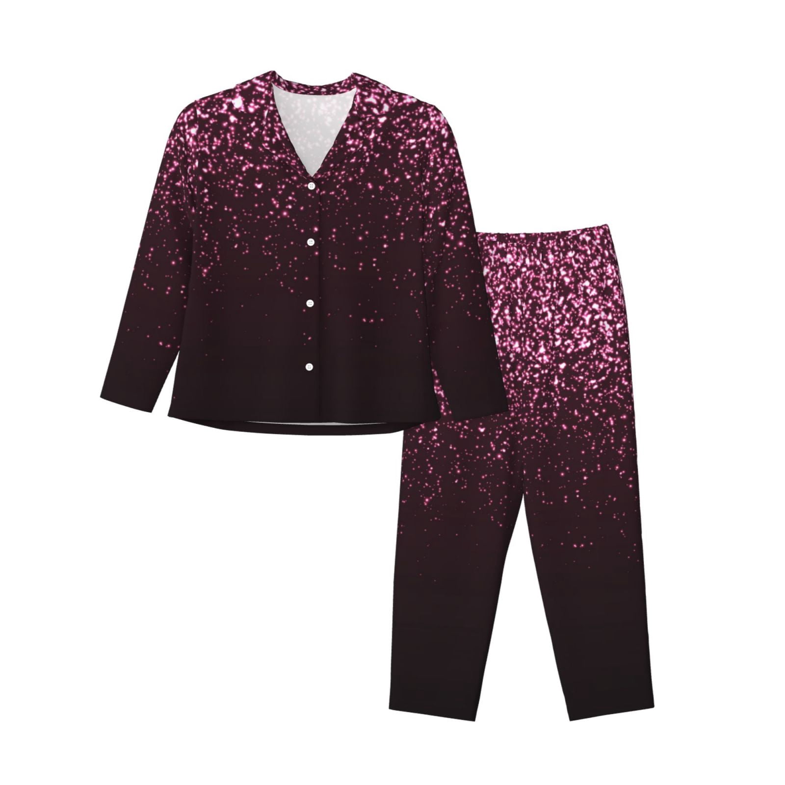Sikiie Pink Glitter Sparkles A Pajamas for Women Set, Womens Pajama ...
