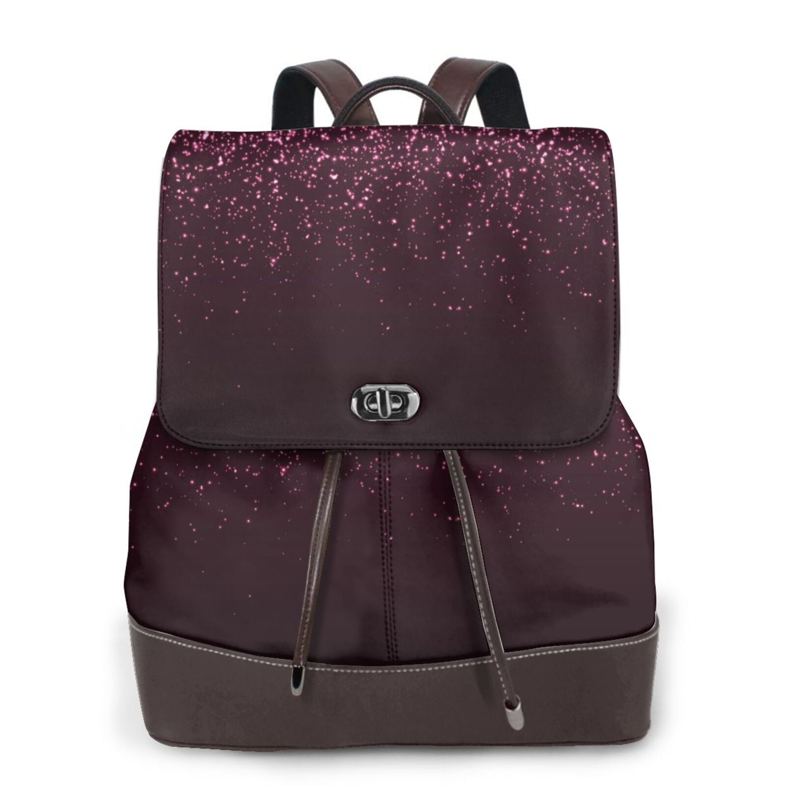 Sikiie Pink Glitter Sparkles A Women Genuine Leather Backpack Fashion ...