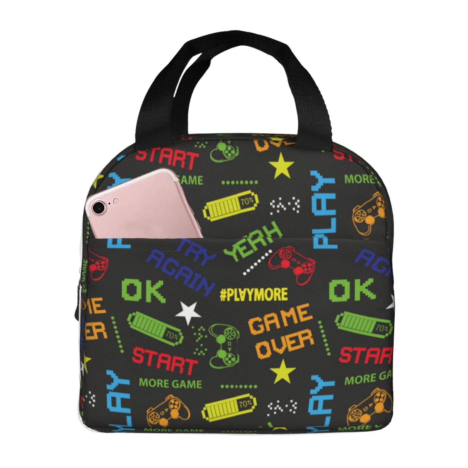 Sikiie Pixel Game Lunch Bag for Women & Men Adult Insulated Lunch Box ...
