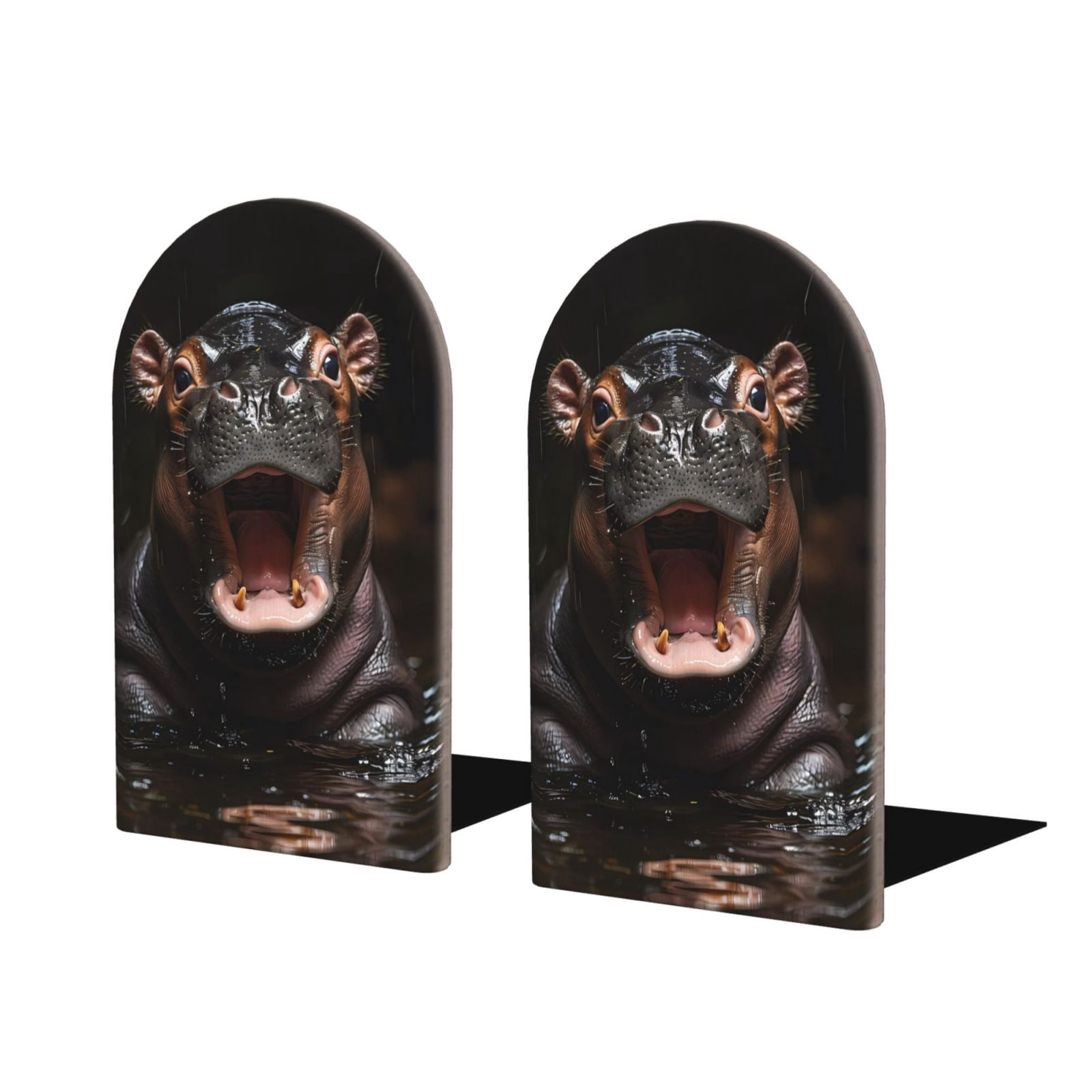 Sikiie Playful Baby Hippo Splash Bookends 1 Pair, Wood Bookends for ...