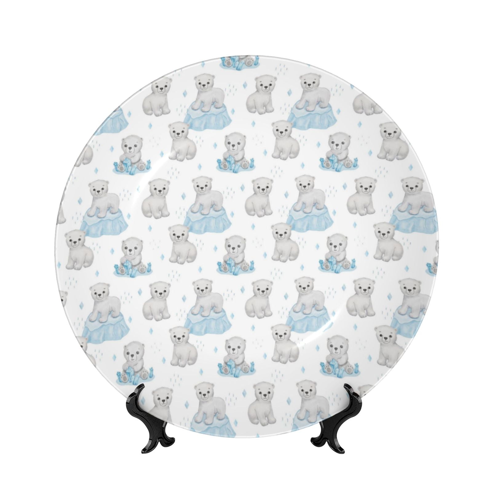 Sikiie Playful Polar Bear Pals Bone China Decorative Plate Personality ...
