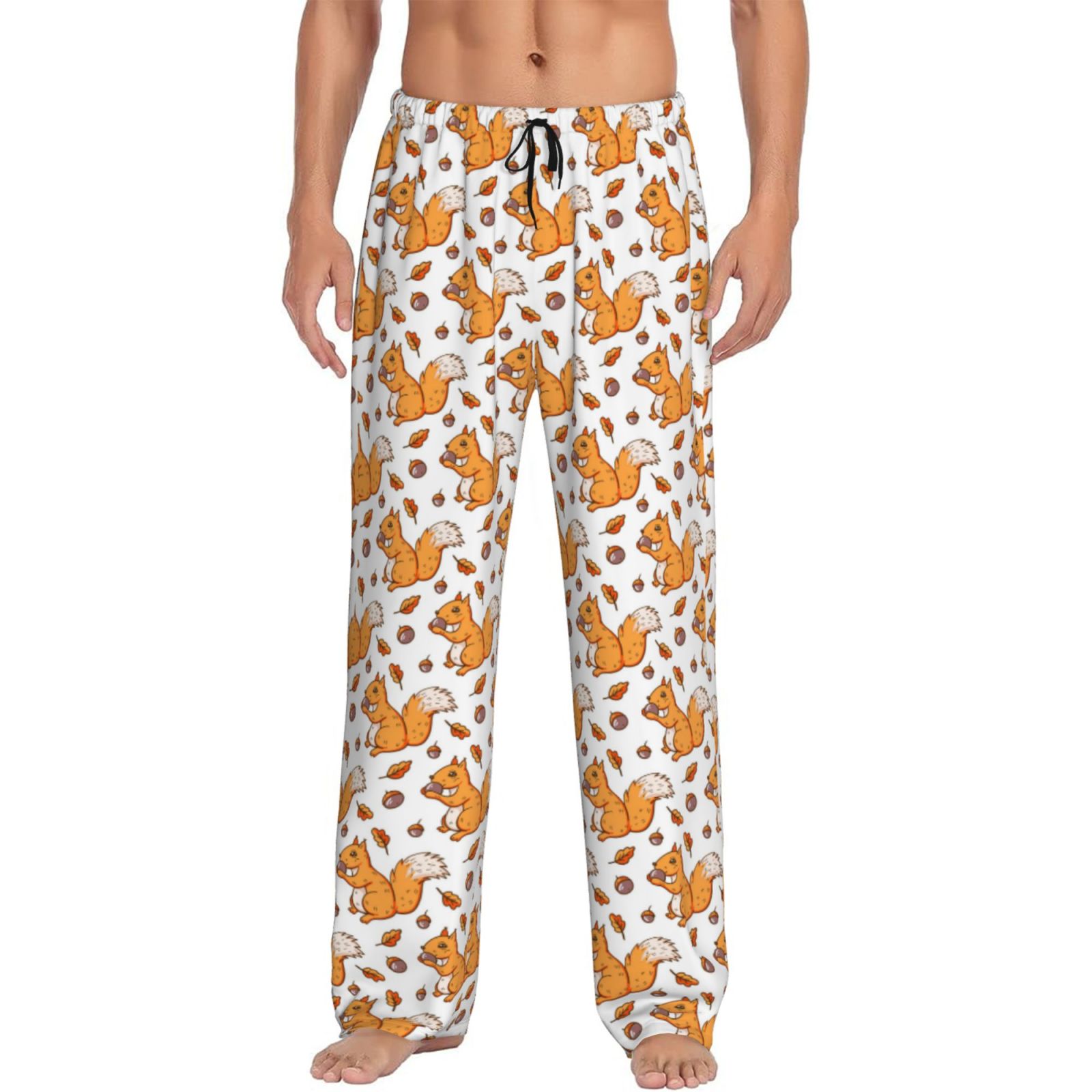 Sikiie Playful Squirrel Autumn Pajama Pants Men, PJ Bottoms, Sleep ...