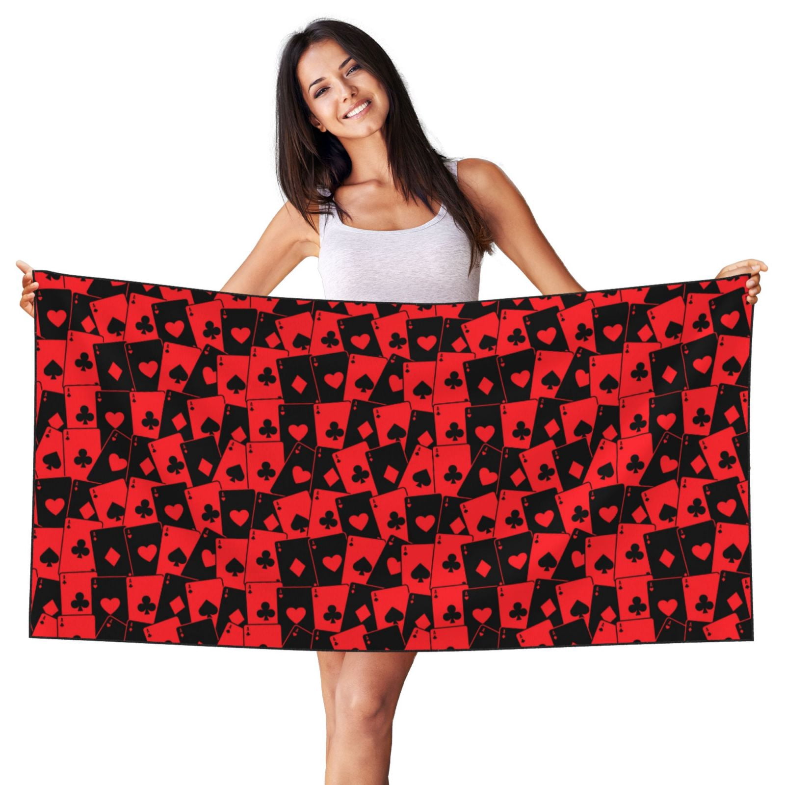 Sikiie Playing Cards Beach Towel for Women Men, Pool Bath Beach Camping ...