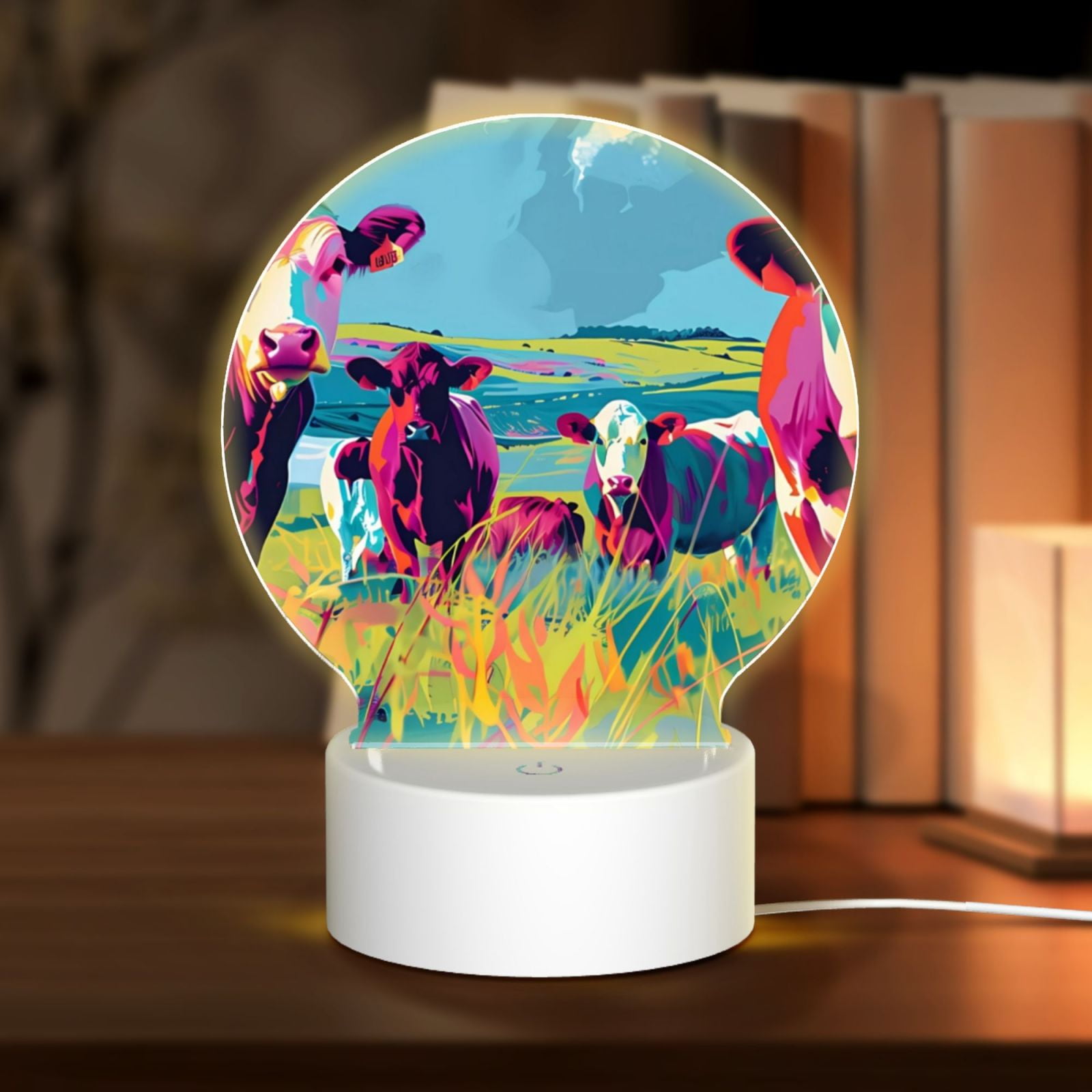 Sikiie Pop Art Colorful Cows Acrylic Night Light Gift Custom Acrylic ...