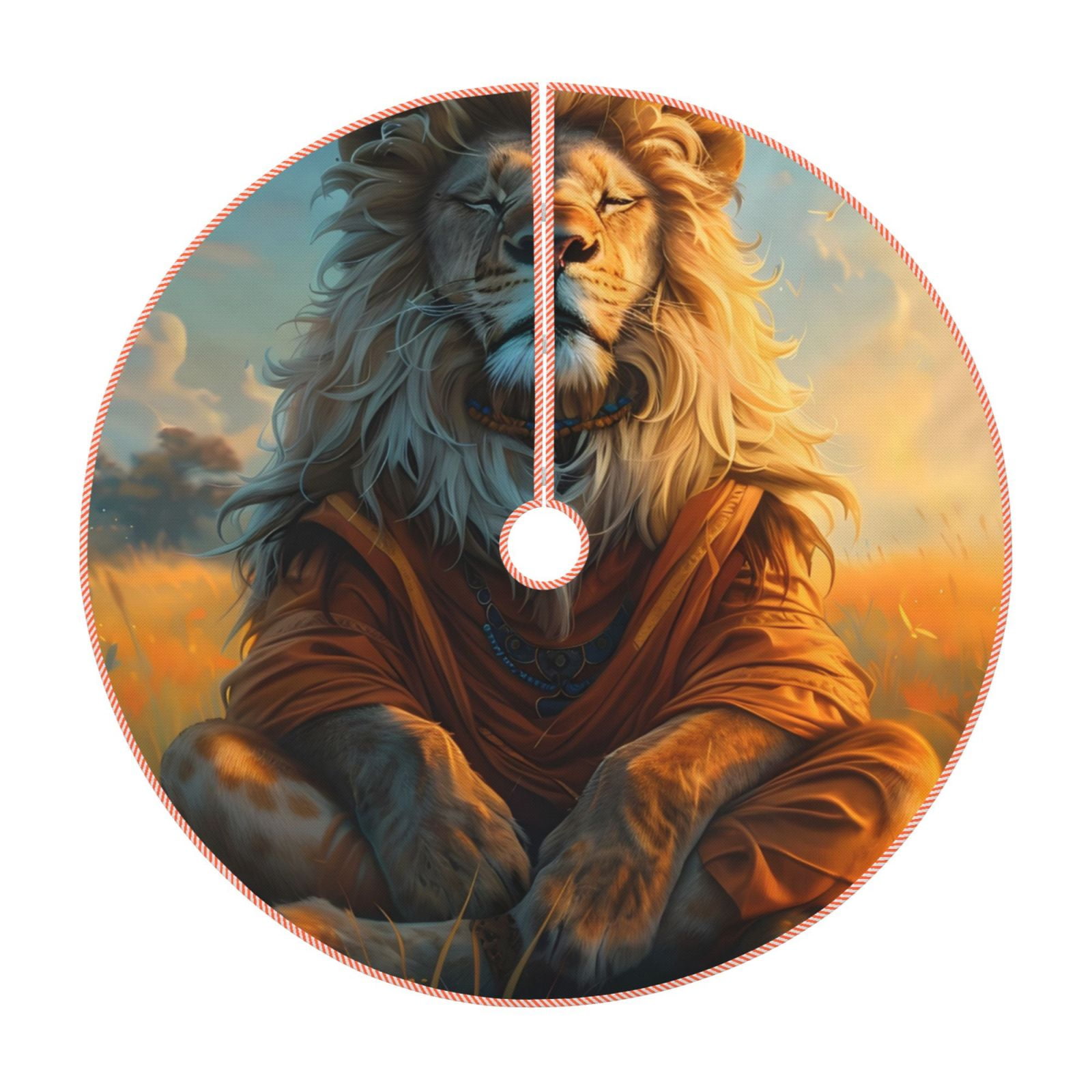 Sikiie Prairie Meditating Lion Nativity Christmas Tree Skirt, Jesus ...