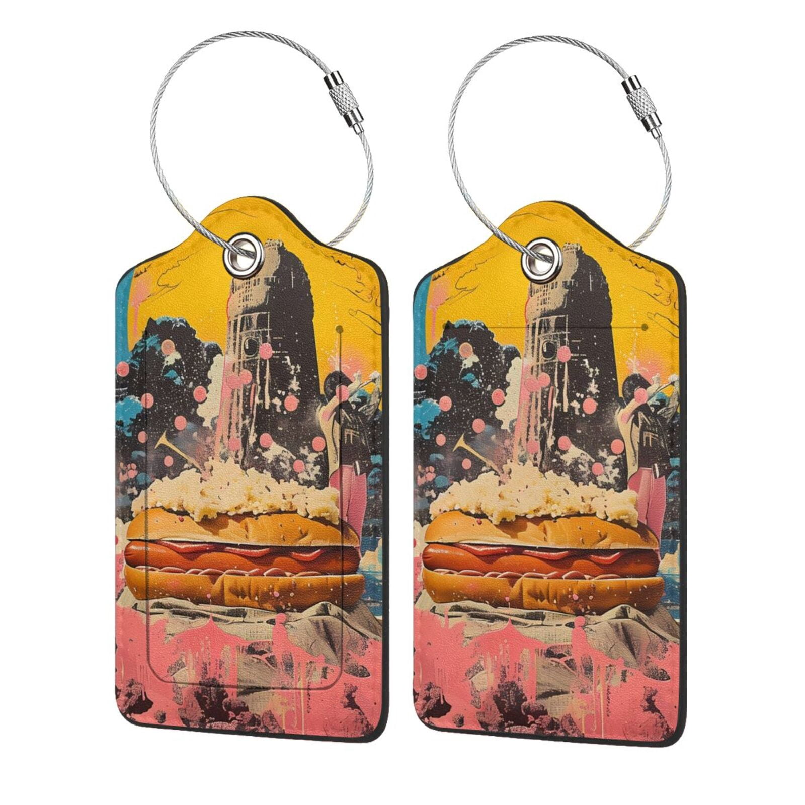 Sikiie Psychedelic Band Hotdog Art Luggage Tag for Suitcase Leather ...
