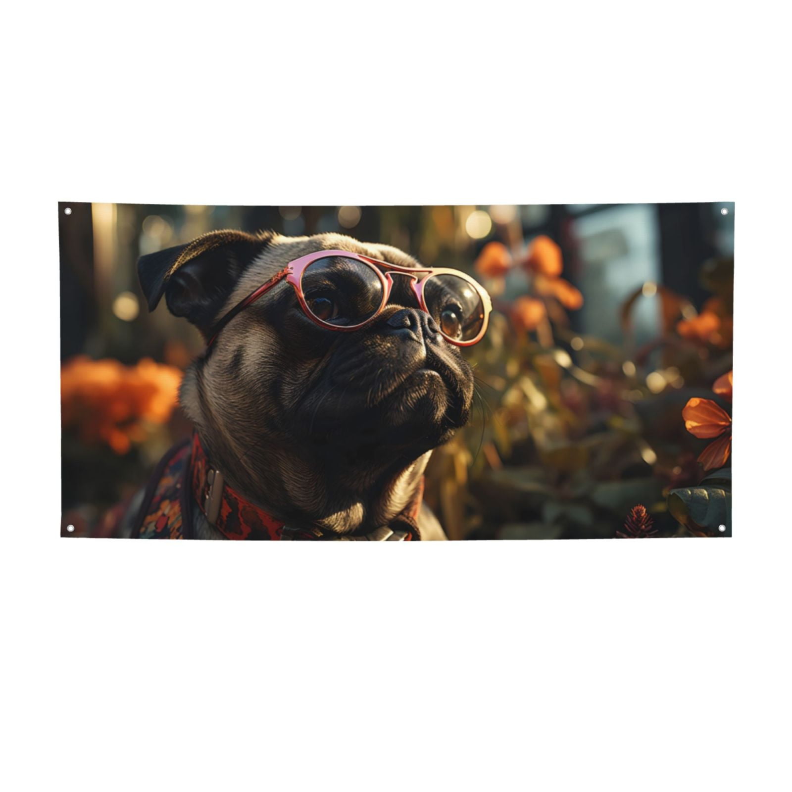 Sikiie Pug Wearing Sunglasses Flowers Custom Banners and Signs ...