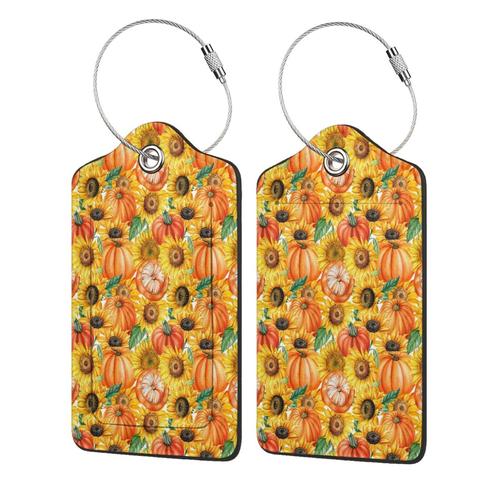 Sikiie Pumpkins And Sunflowers Luggage Tag for Suitcase Leather Baggage ...