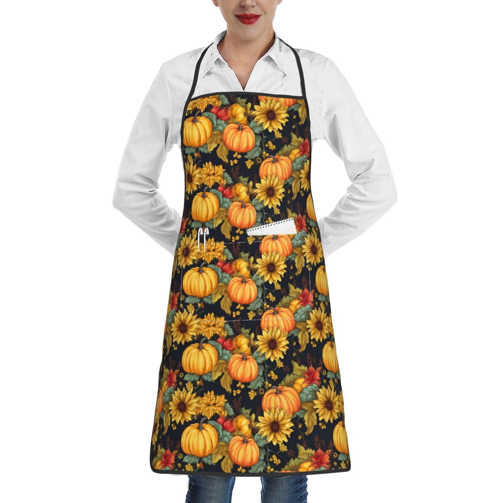 Sikiie Pumpkins And Sunflowers3 Aprons for Kitchen Cooking Aprons, Chef ...