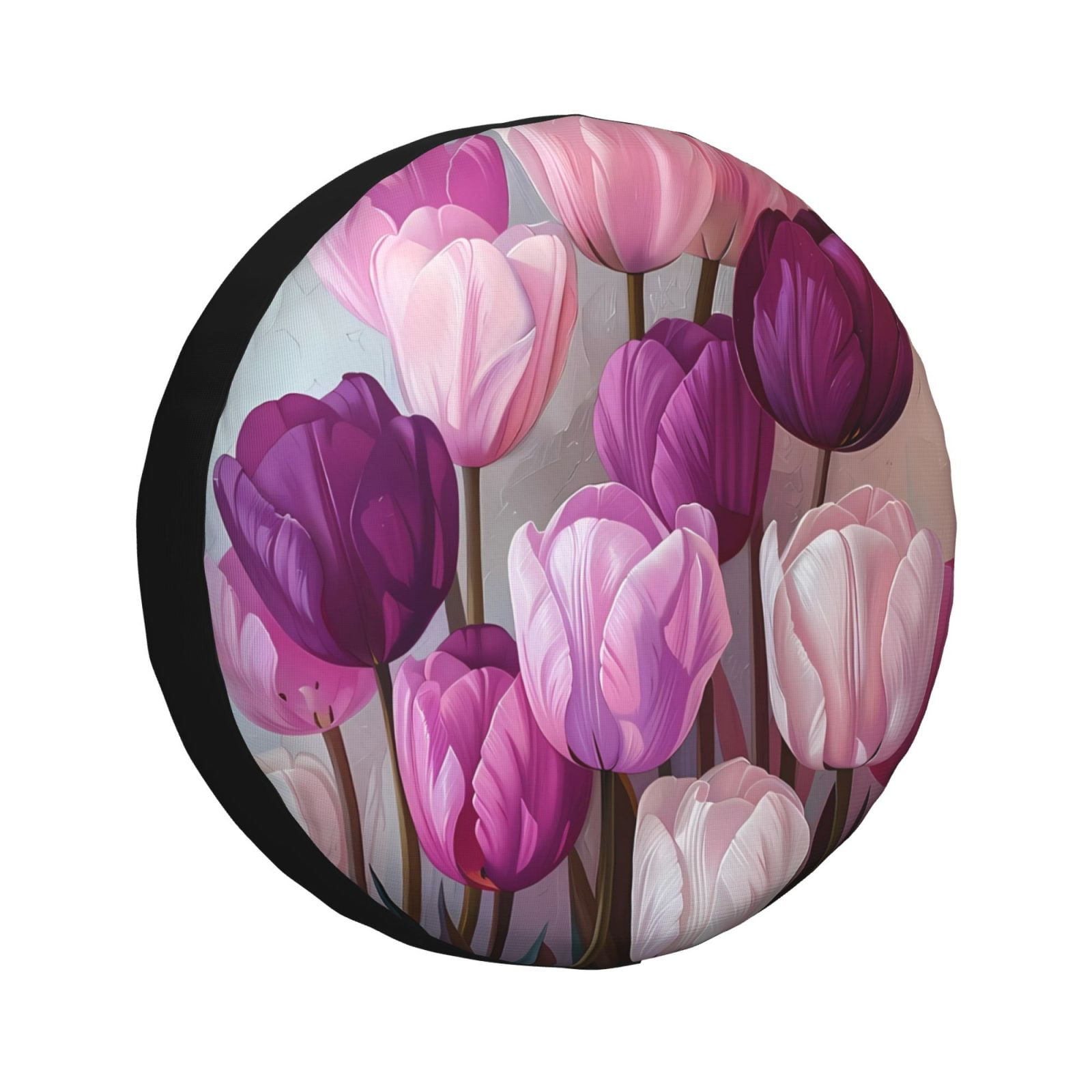 Sikiie Purple And Pink Tulip Bouquet PVC Leather Spare Tire Wheel Cover ...