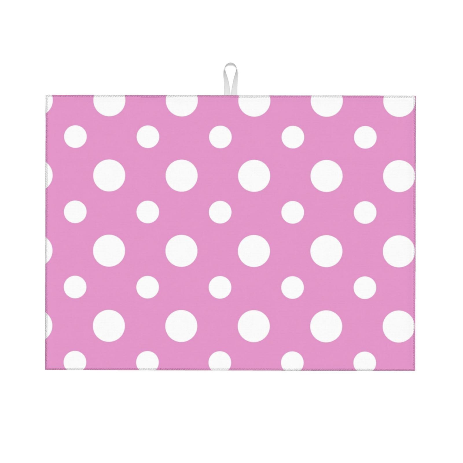 Sikiie Purple And White Polka Dot Dish Drying Mat, Kitchen Counter Mat ...
