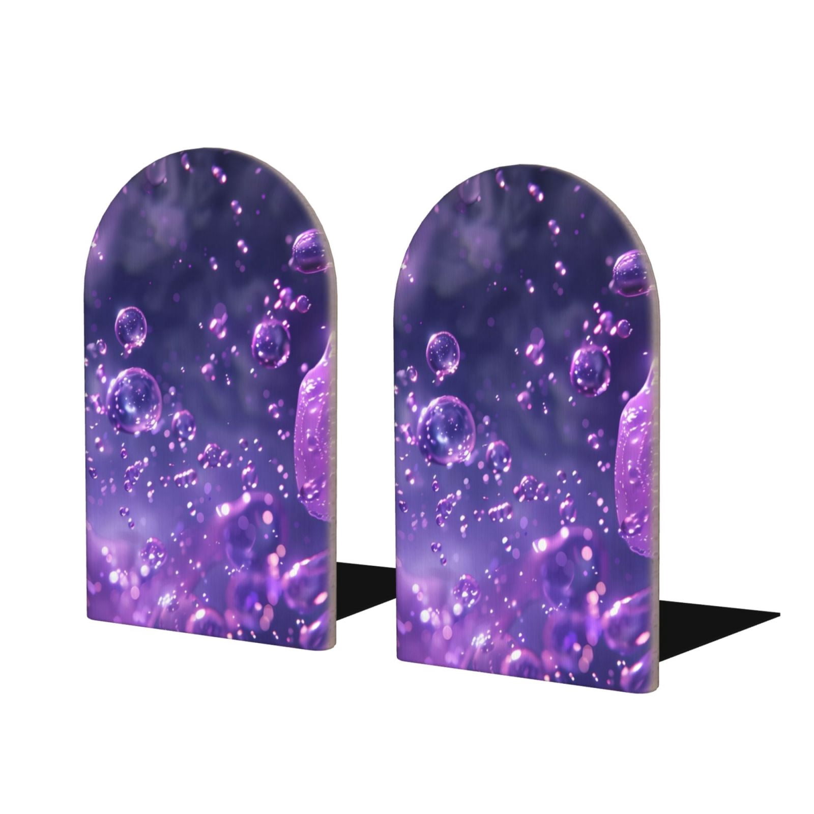 Sikiie Purple Bubble Abstract Art Bookends 1 Pair, Wood Bookends for ...