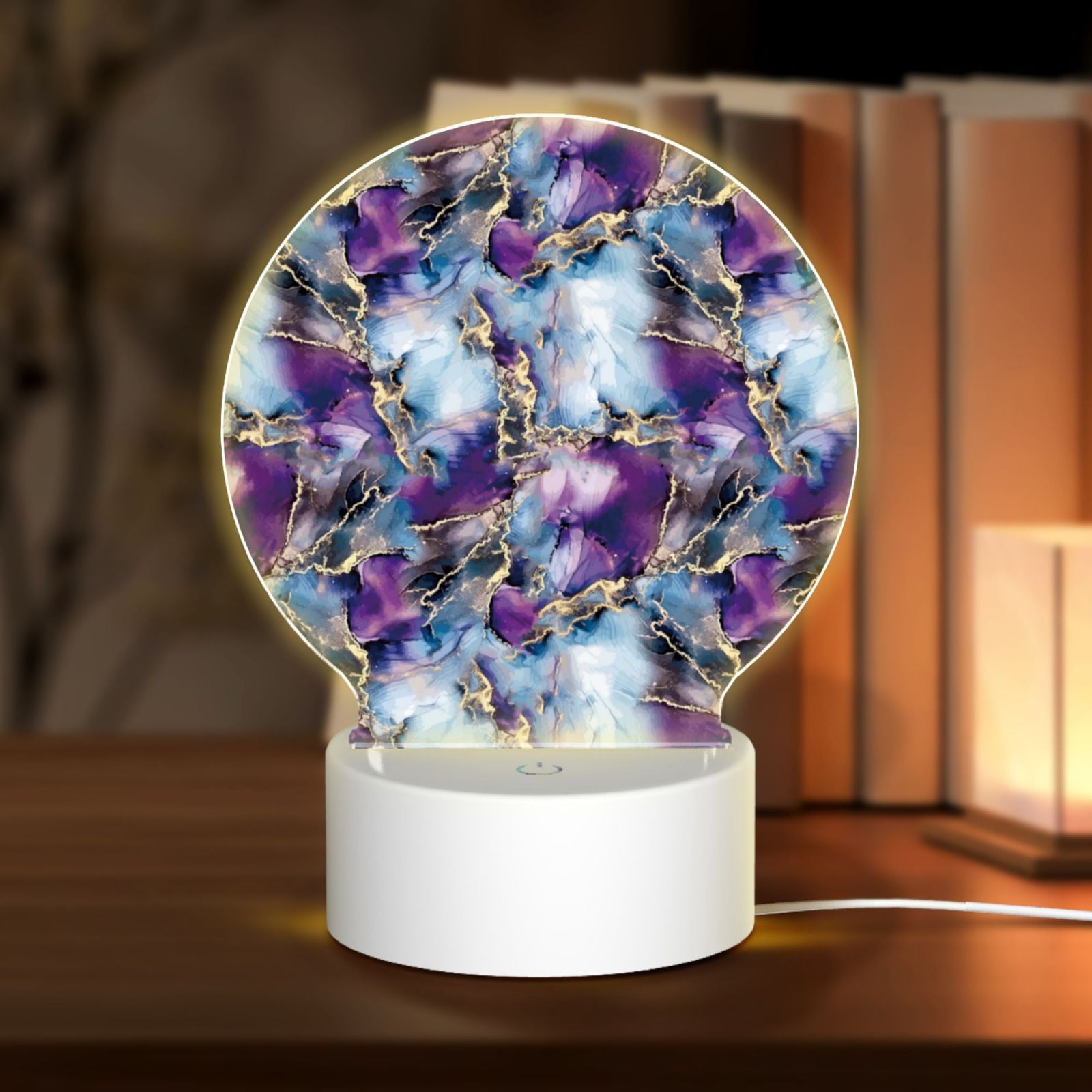 Sikiie Purple Marble Texture Acrylic Night Light Gift Custom Acrylic ...