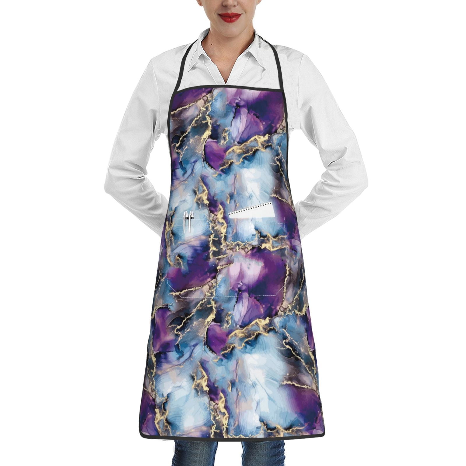 Sikiie Purple Marble Texture Aprons for Kitchen Cooking Aprons, Chef ...