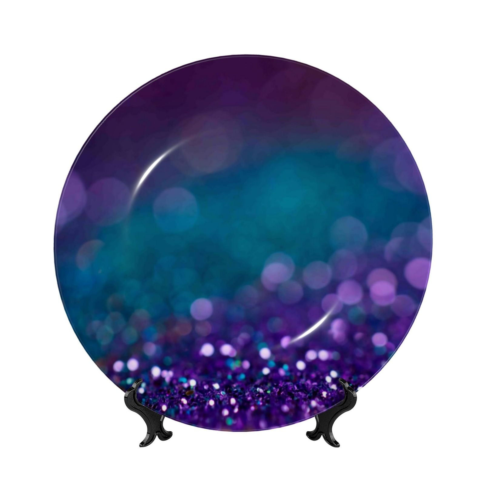 Sikiie Purple and Green Glitter Bone China Decorative Plate Personality ...