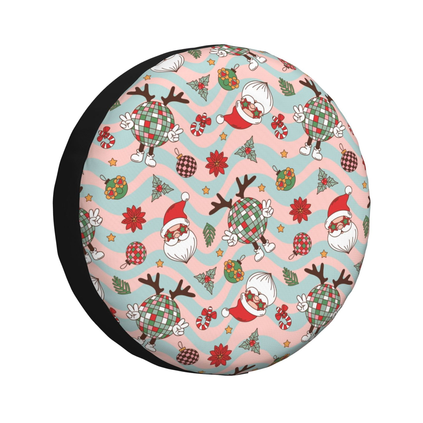 Sikiie Quirky Santa Reindeer Retro Wave PVC Leather Spare Tire Wheel ...